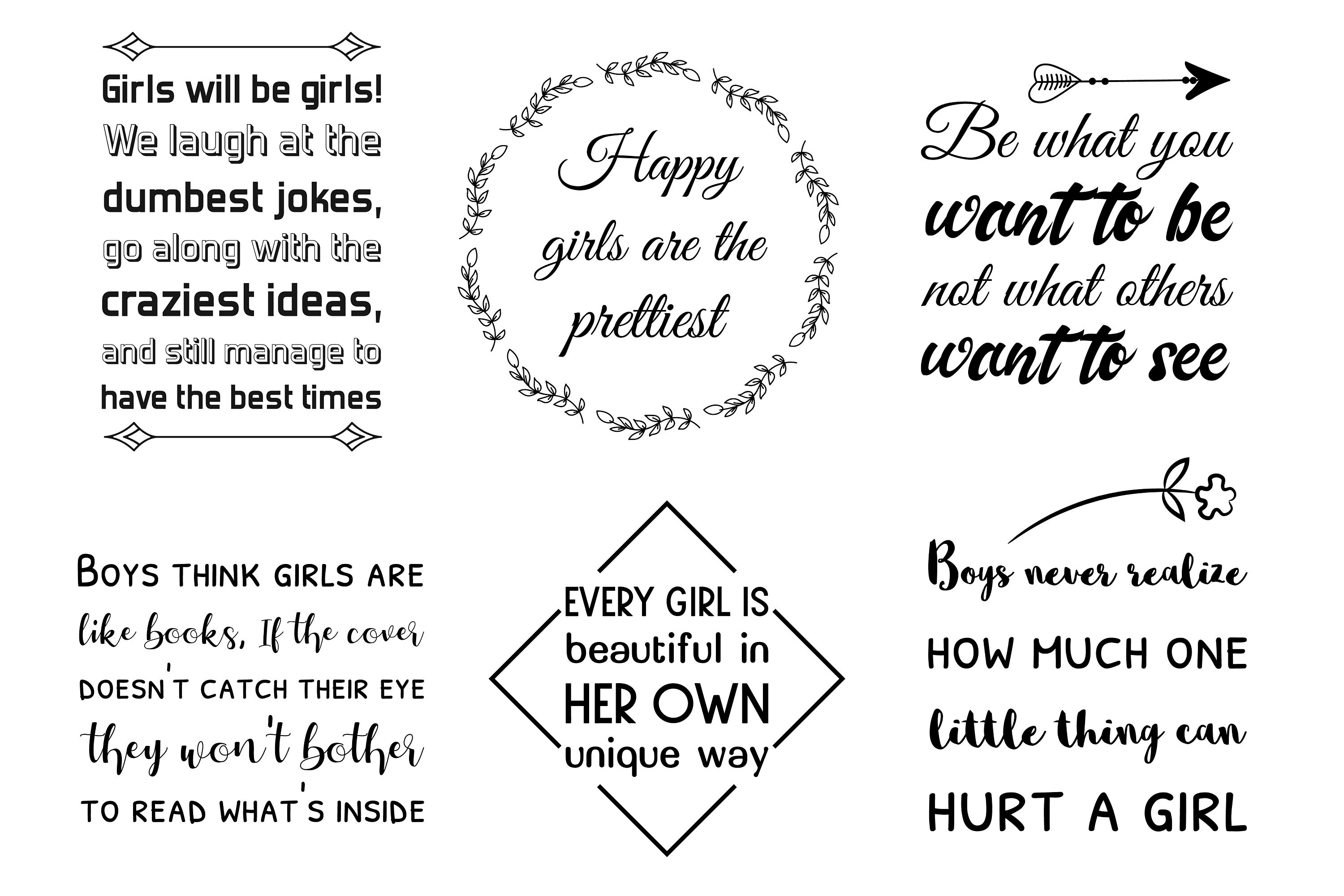 24 Cool Quotes for Girls SVG Bundle, Woman, Female, Lady Sayings SVG ...