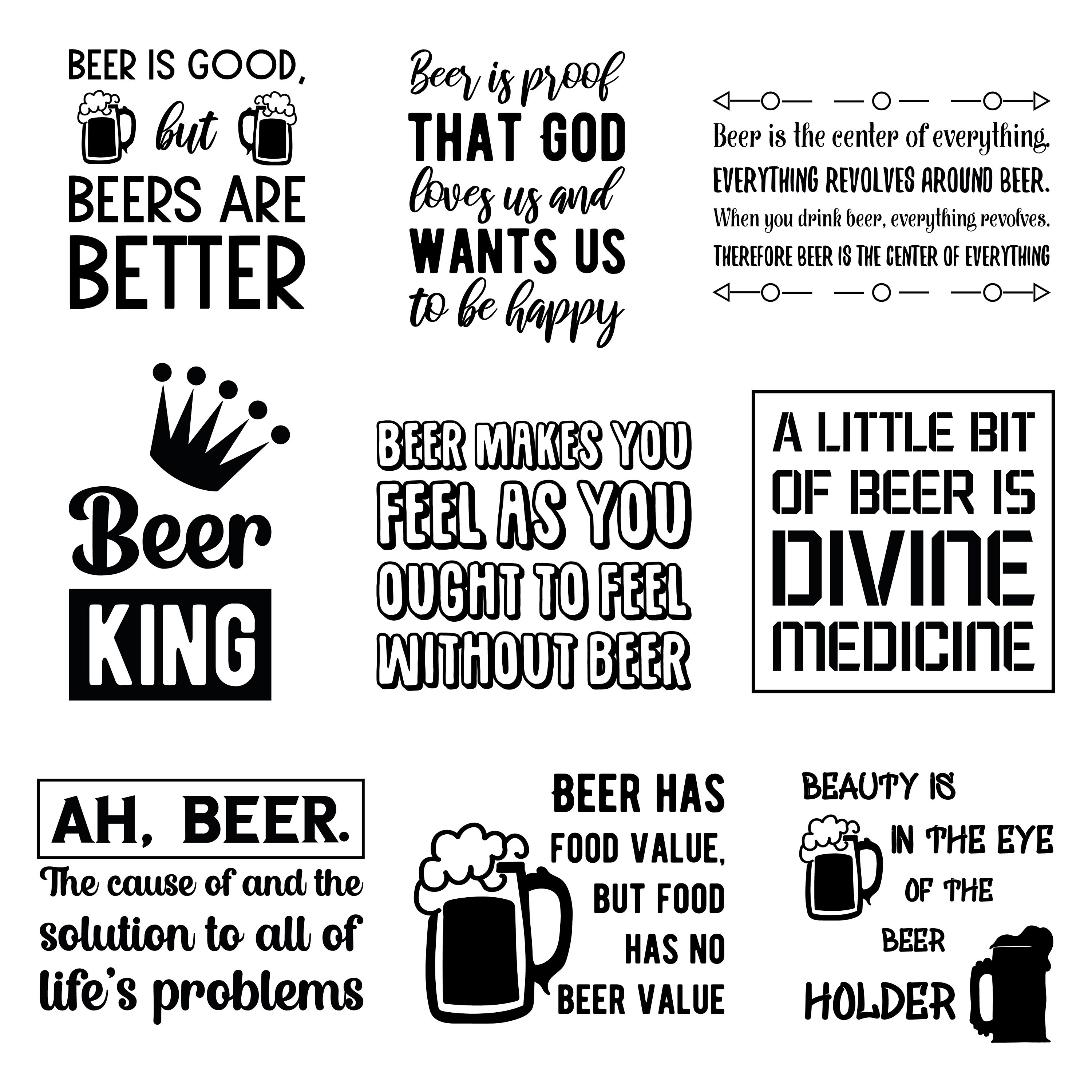 63 SVG Beer Quotes Bundle, Funny Alcohol Sayings. Beer Mug, Drinking ...