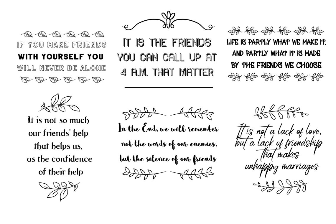 50 Friendship Friends and Relationship SVG Quotes Sayings Set Bundle ...
