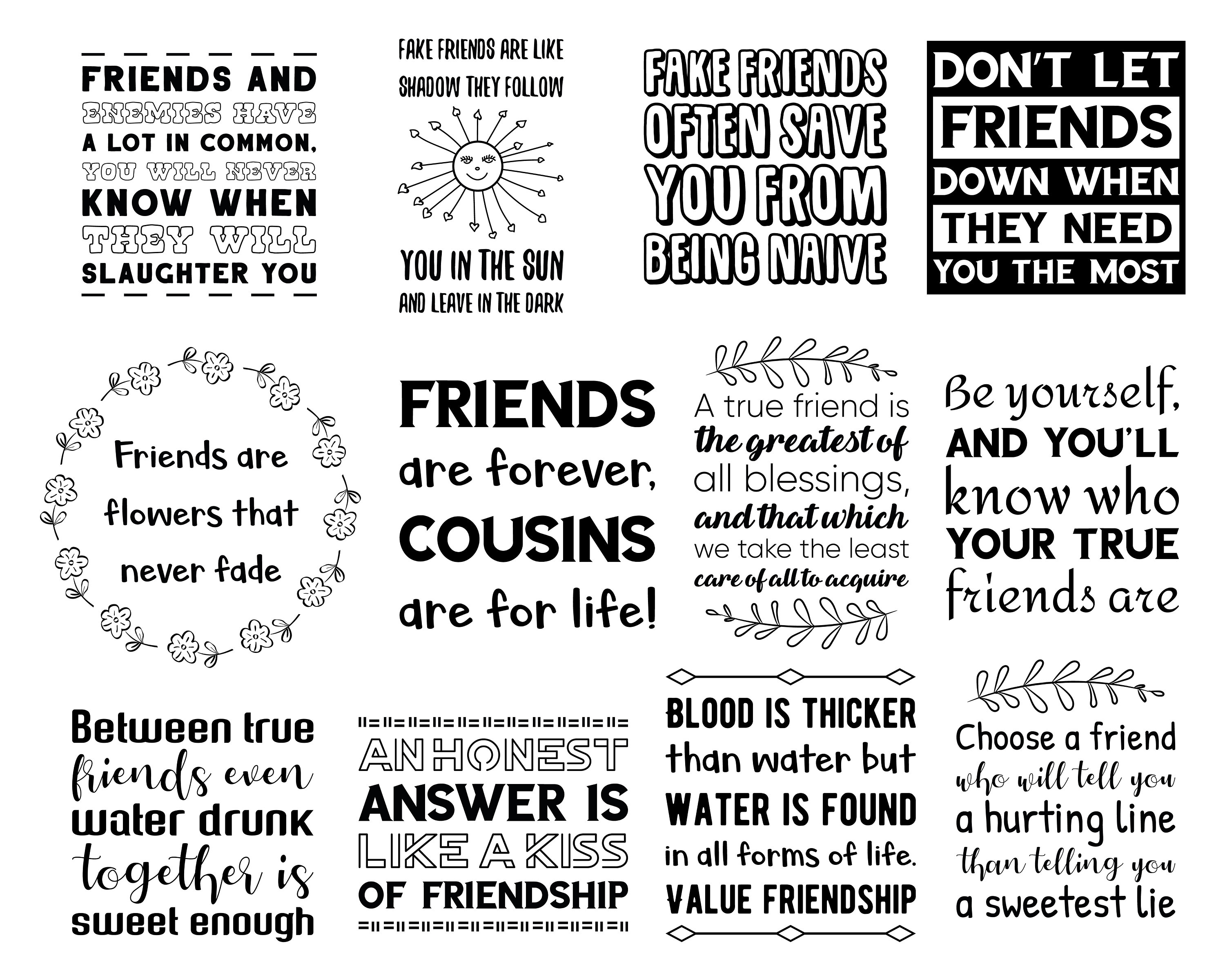100 SVG Friendship Quotes. Friends Bundle, Best Friend Sayings. SVG ...