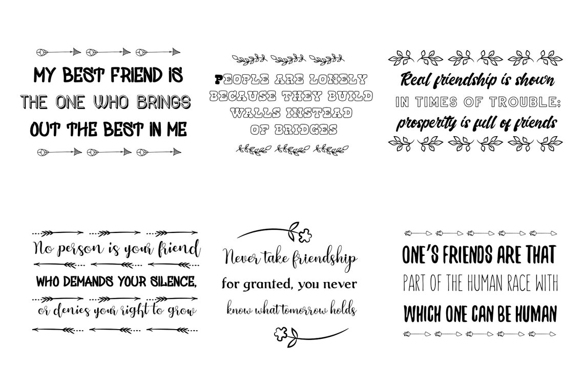 50 Friendship Friends and Relationship SVG Quotes Sayings Set - Etsy