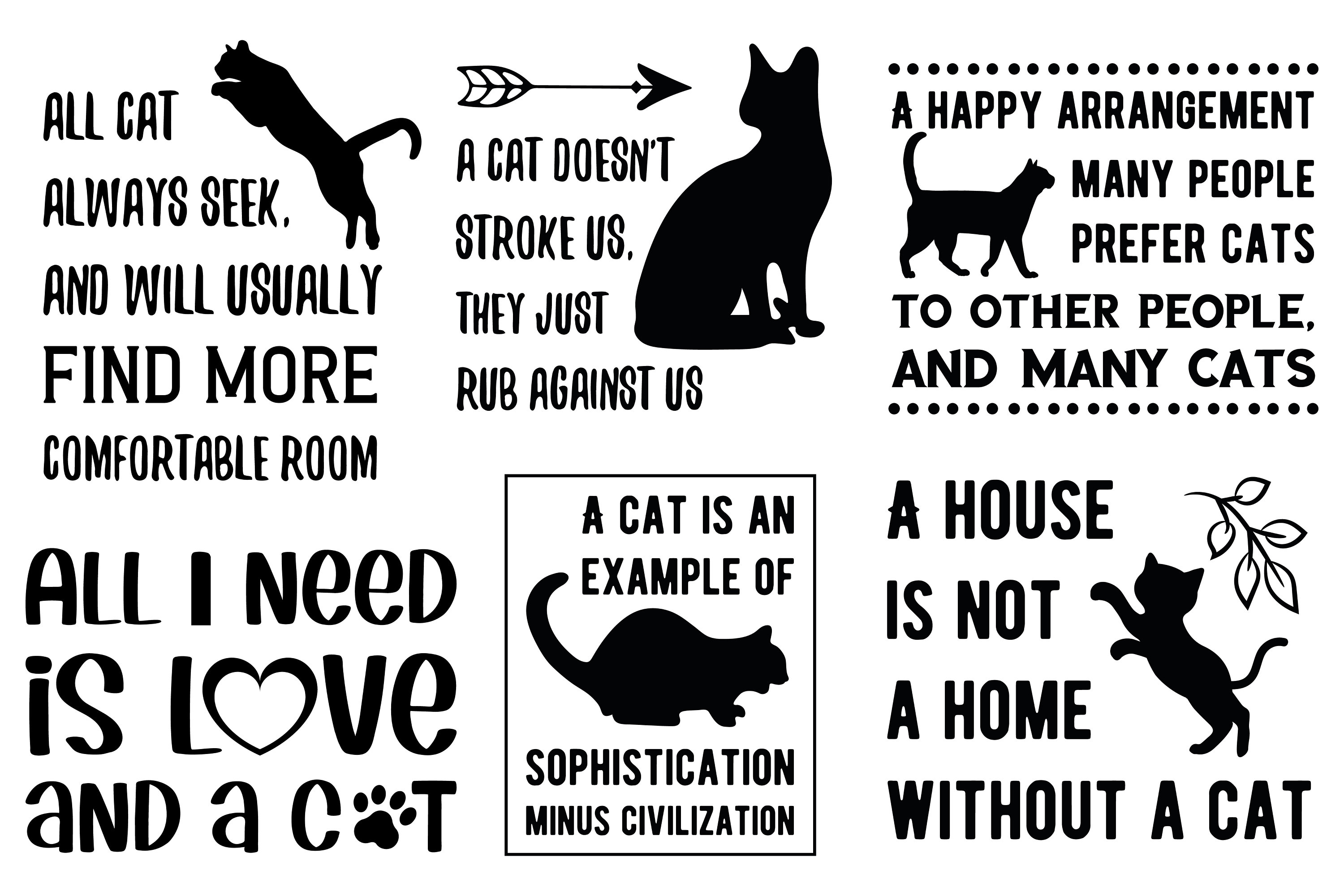 34 SVG Cat Quotes, Cats Mom. Funny Pets Sayings Bundle, SVG, Png, Dxf ...