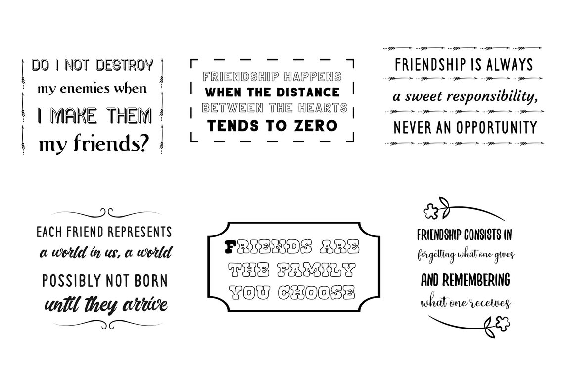 50 Friendship Friends and Relationship SVG Quotes Sayings Set - Etsy