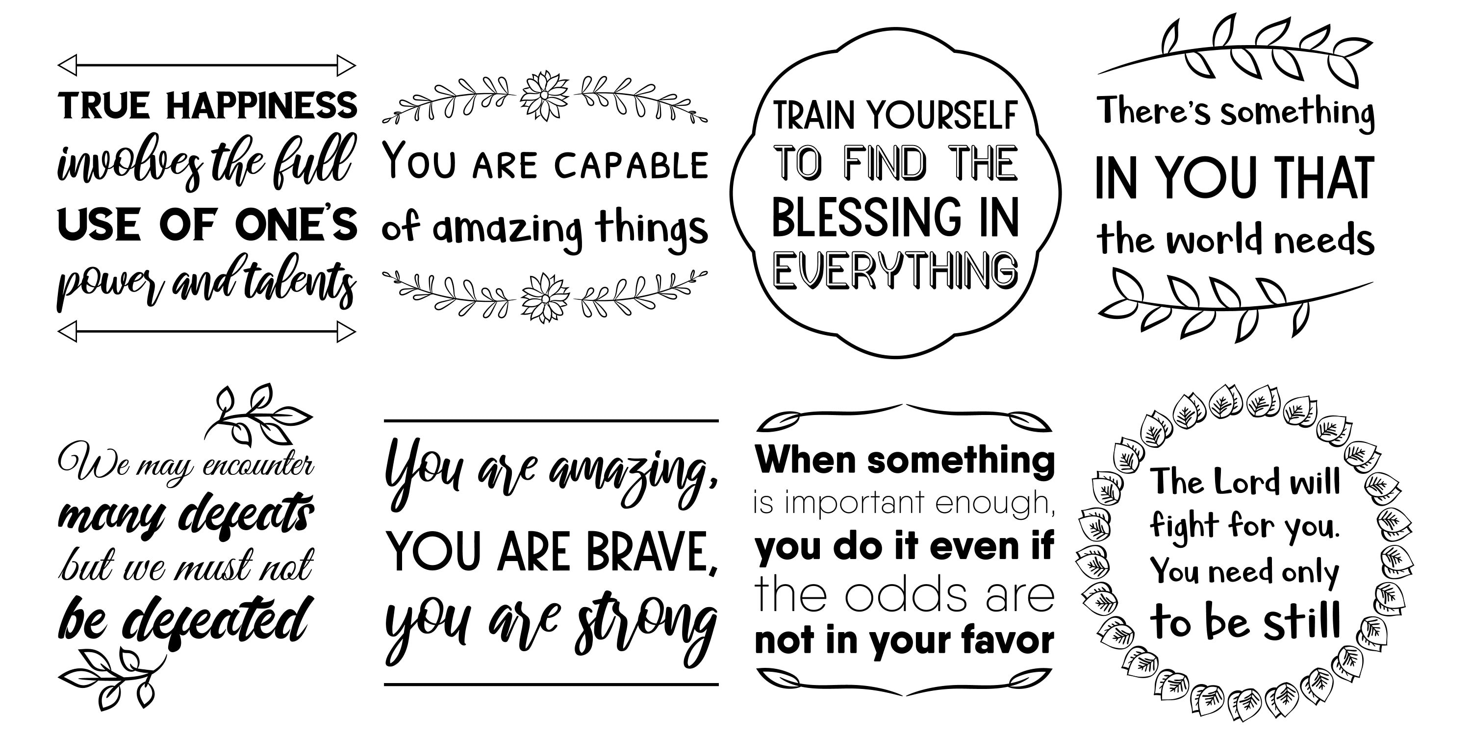 64 SVG Encouraging Quotes Sayings Inspirational, Motivational. Set ...