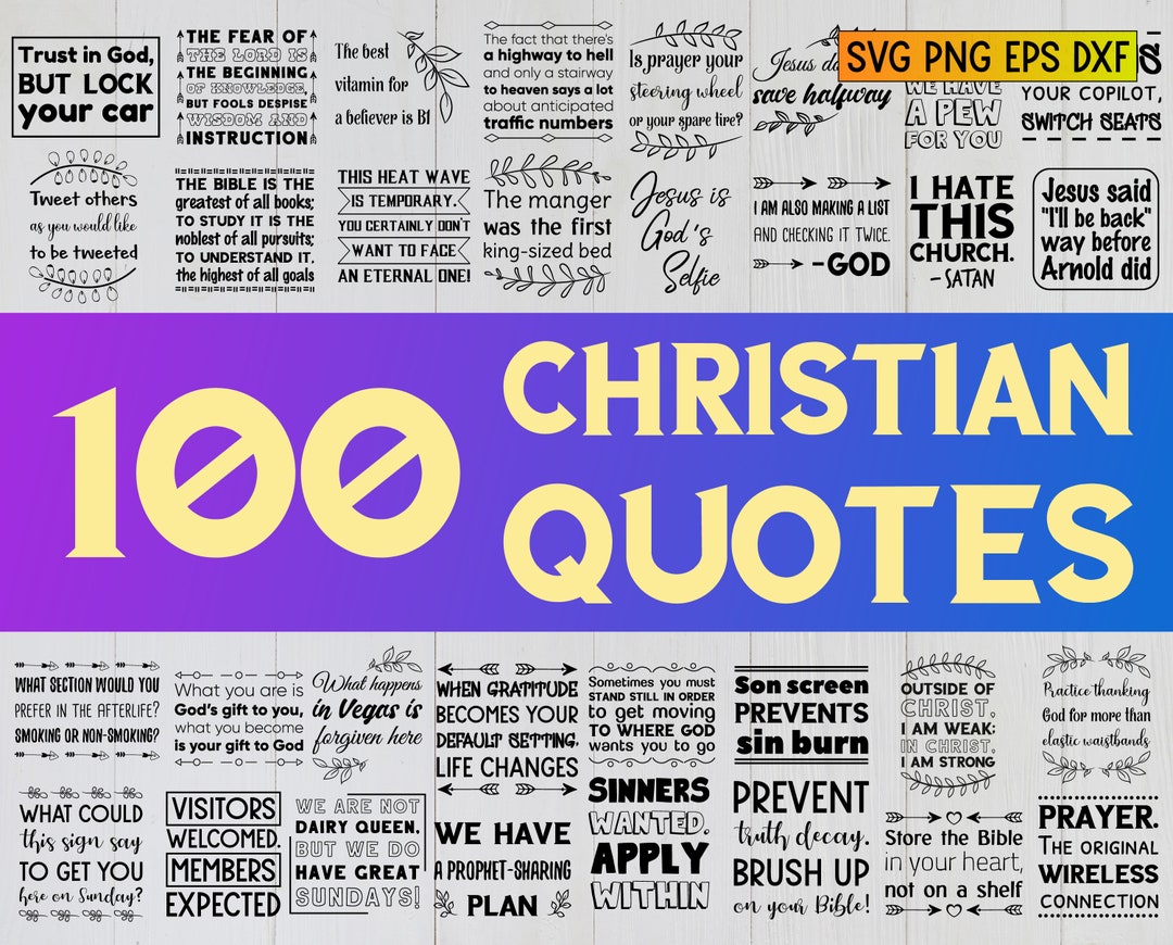 100 SVG Quotes Funny Christian Sayings \ Bible Verses Scripture, Bundle ...