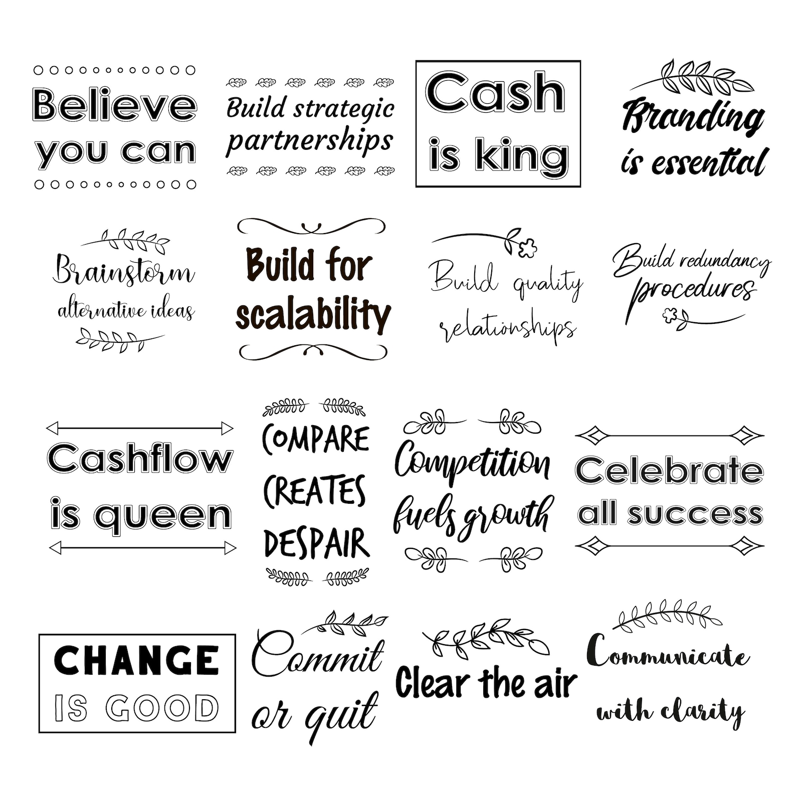 100 Short Motivational Inspirational SVG Quotes Sayings Set Bundle ...