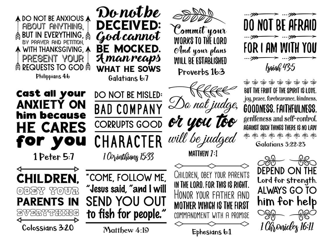 102 SVG Scripture Christian Sayings Bible Verses Quotes Set - Etsy