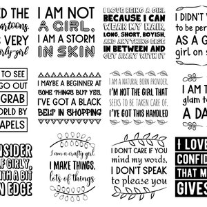 100 SVG Cute Girly Quotes, Woman, Female, Lady, Girls Funny Sayings Set ...