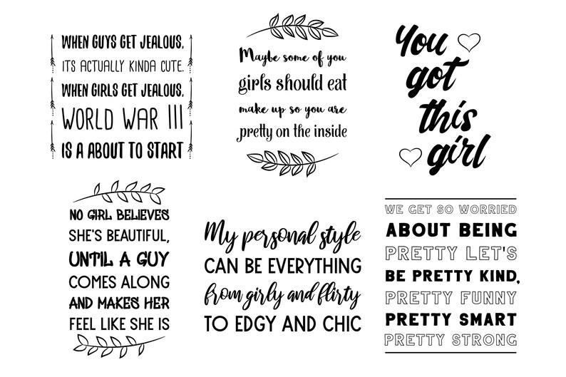 24 SVG Girls Quotes. Woman Lady Female Sayings Set Bundle - Etsy