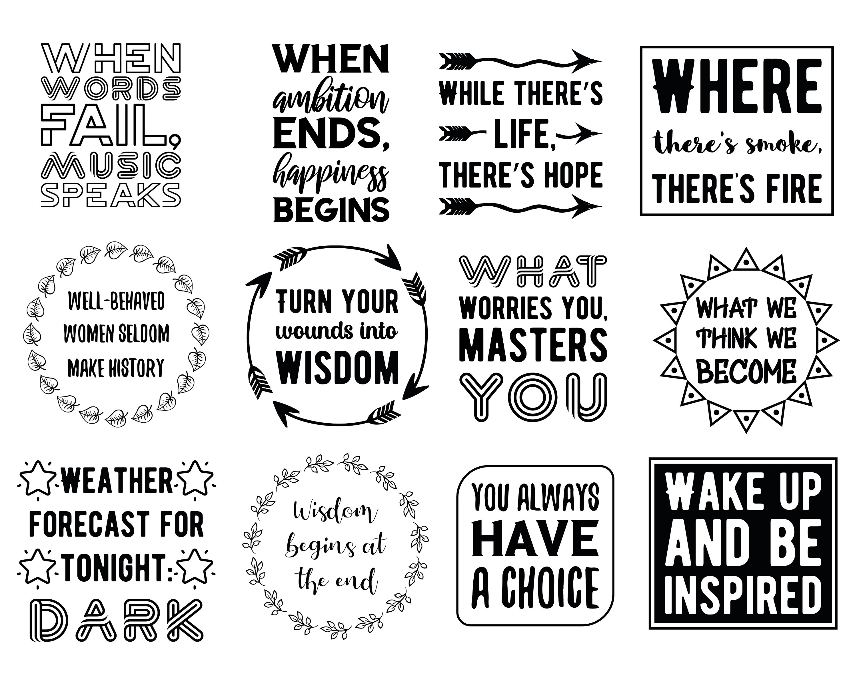 100 Short SVG Quotes Inspirational Motivational Empowering, Cute ...