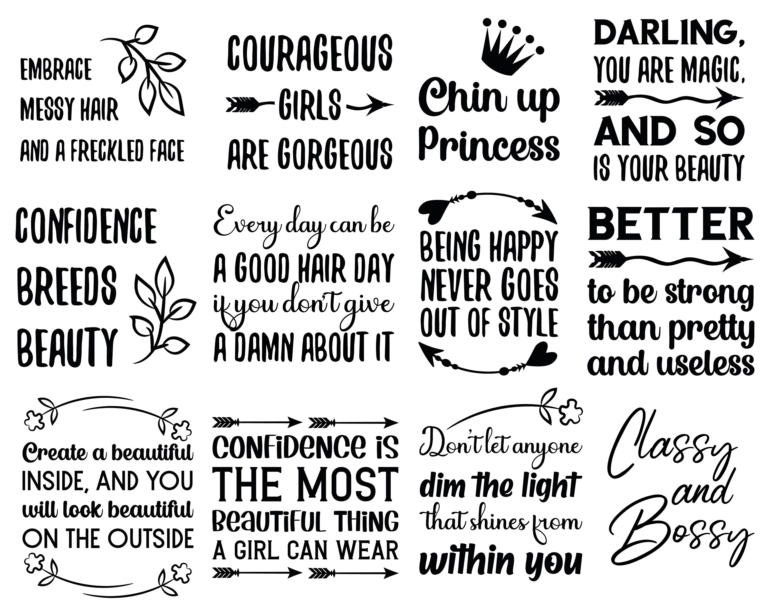 100 Pretty Girls SVG Quotes, Beauty Woman, Female, Queen. Girly Sayings ...