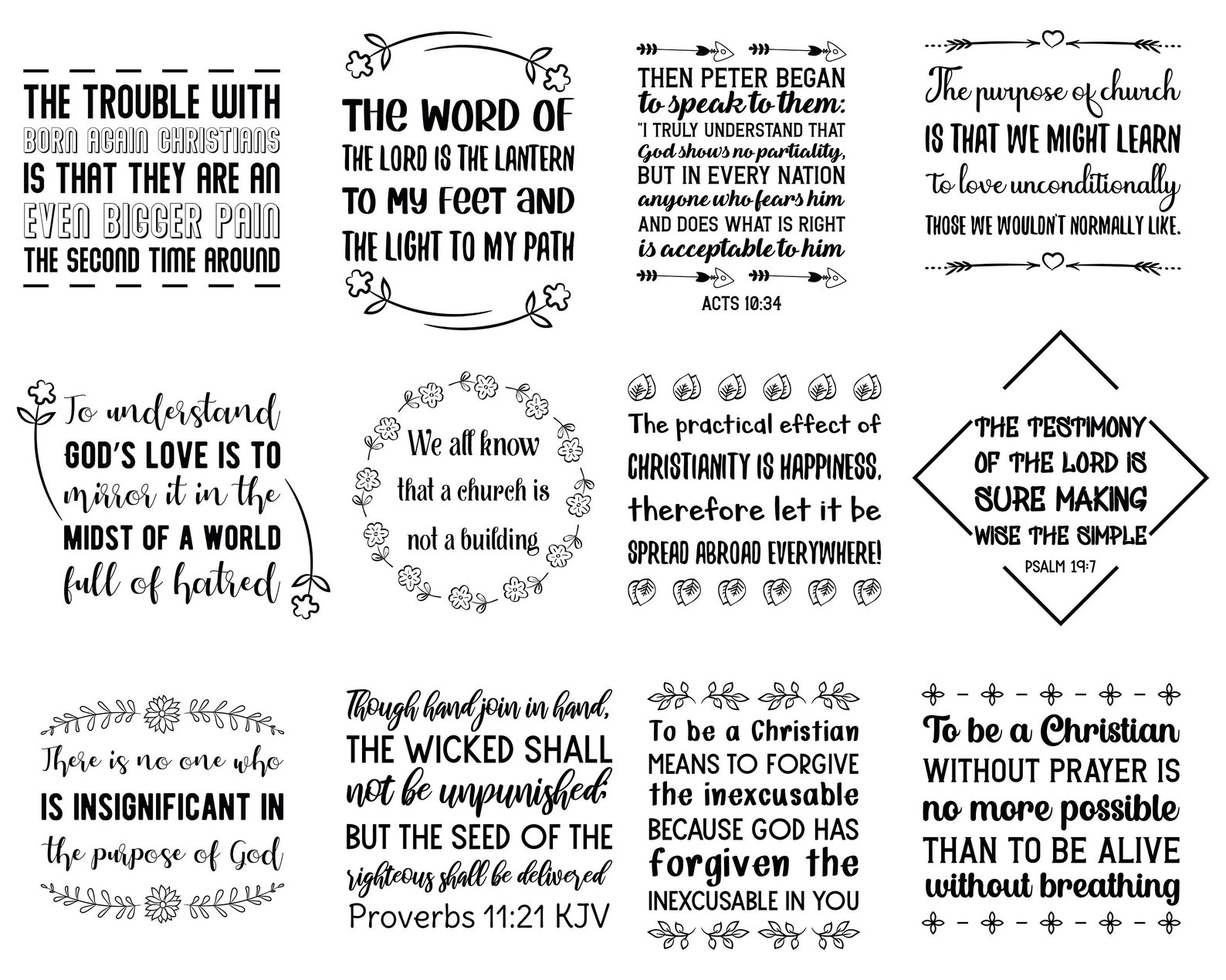 105 SVG Bible Verses and Christian Quotes. Scripture Sayings Set Bundle ...