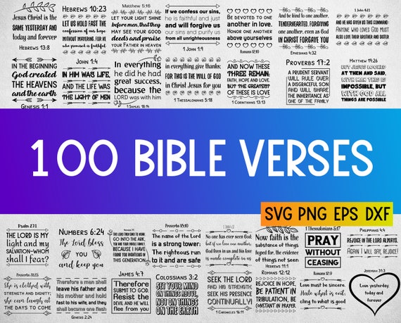 100 SVG Scripture Christian Sayings Bible Verses Quotes Set | Etsy