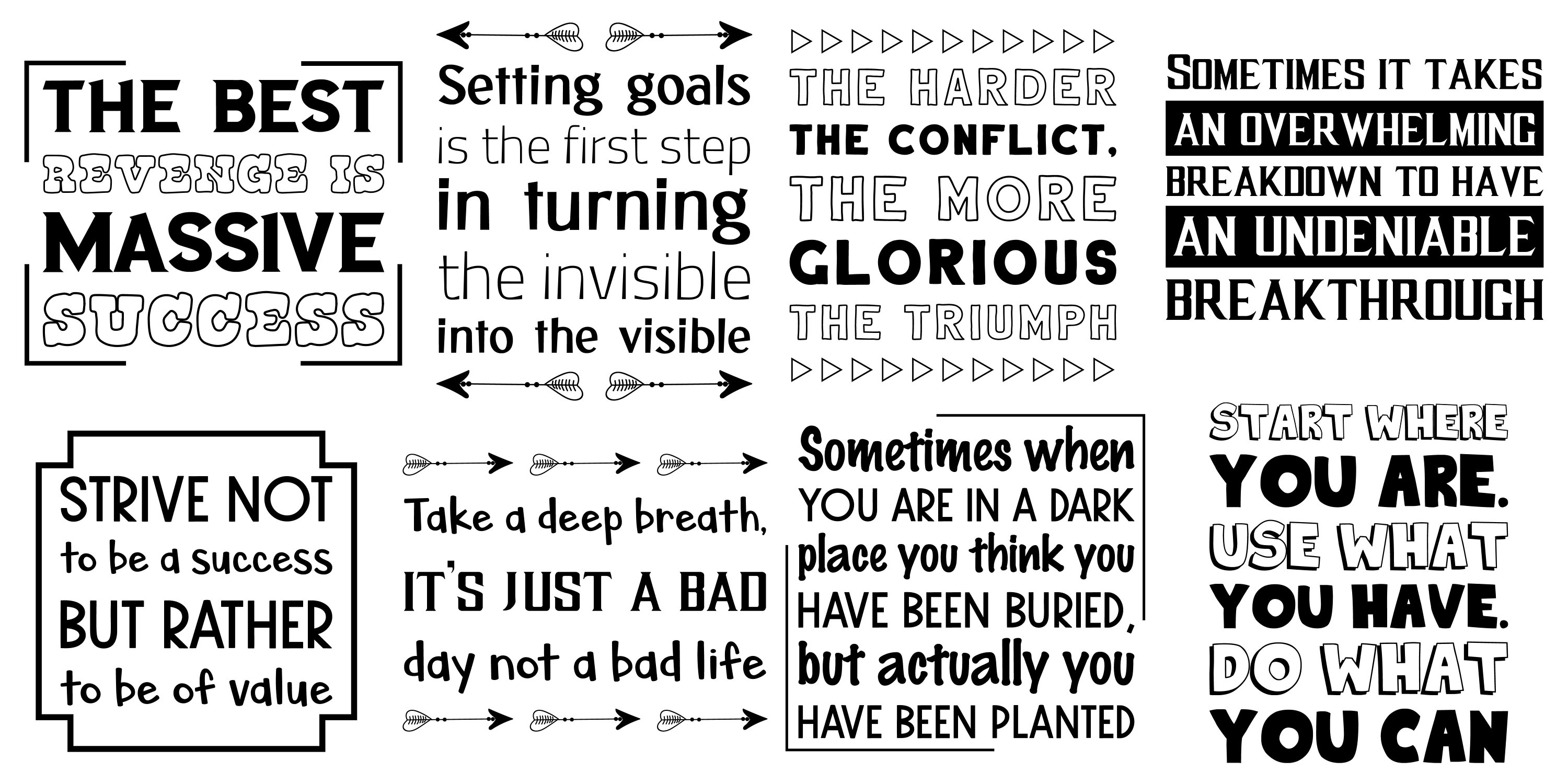 64 SVG Encouraging Quotes Sayings Inspirational, Motivational. Set ...