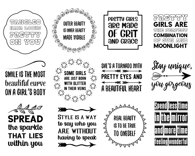100 Pretty Girls SVG Quotes, Beauty Woman, Female, Queen. Girly Sayings ...