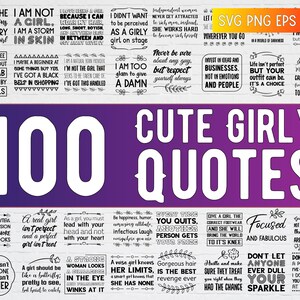 100 SVG Cute Girly Quotes, Woman, Female, Lady, Girls Funny Sayings Set ...