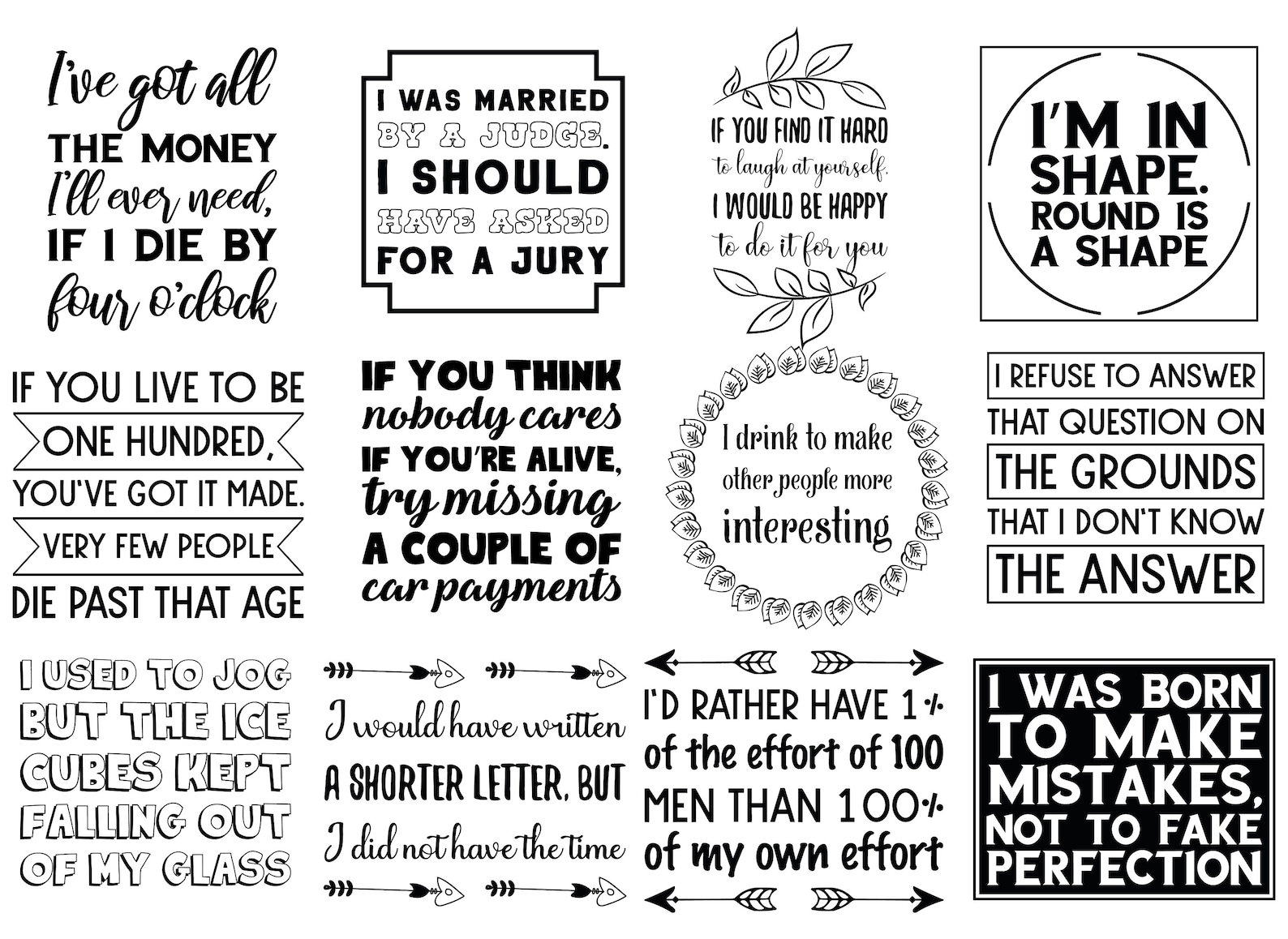 100 Hilarious SVG Quotes. Funny and Humor Quutes Bundle, Cute Sayings ...