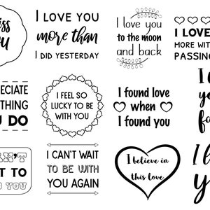 100 Love Quotes Sayings, Valentine's Day, Romantic Feeling, Heart. Set ...