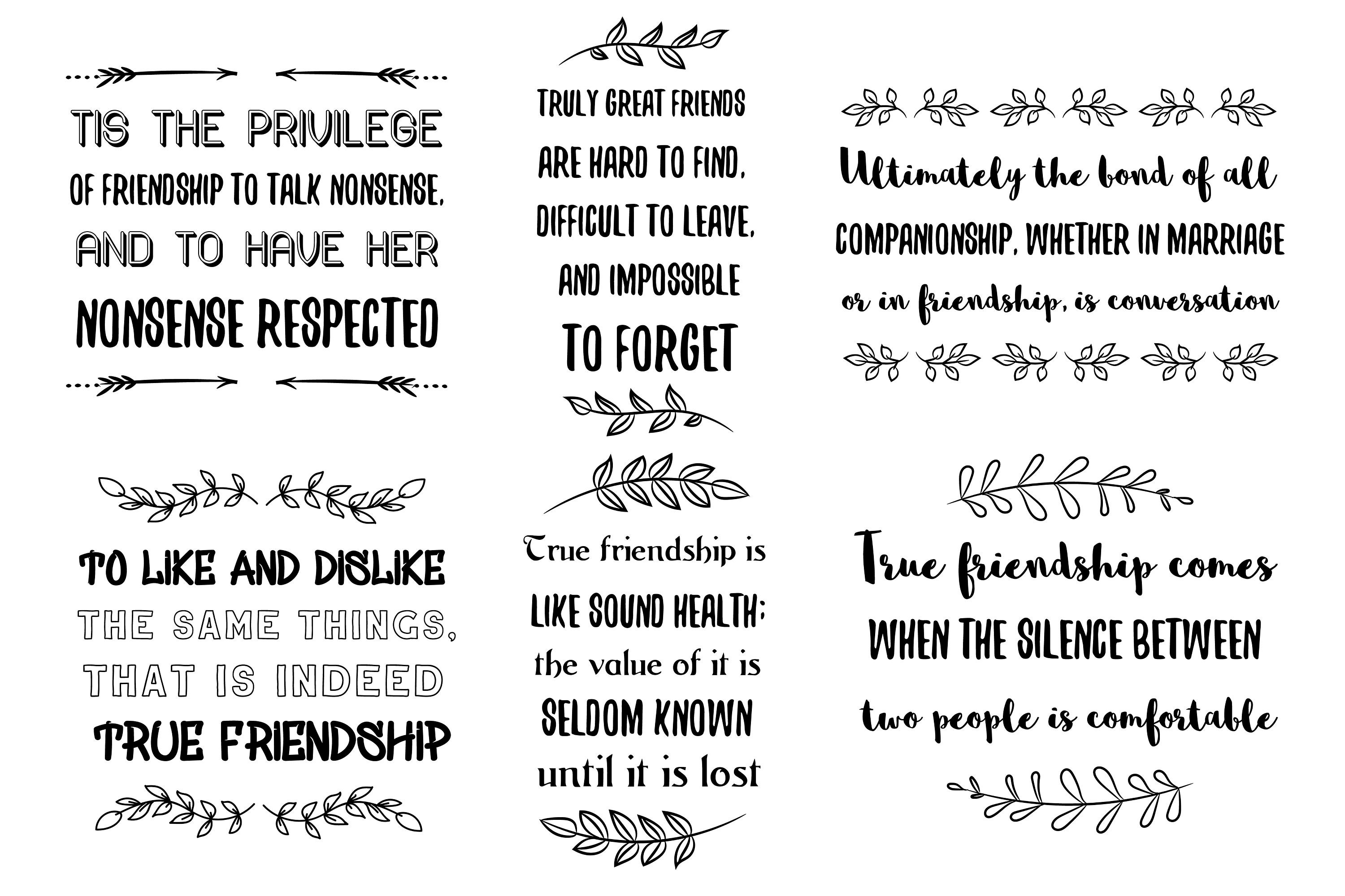 50 Friendship Friends and Relationship SVG Quotes Sayings Set Bundle ...