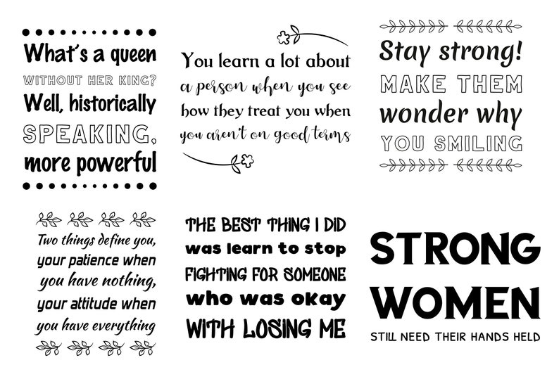 24 Strong Woman Female Strenght Girl Power Svg Quotes Sayings Set