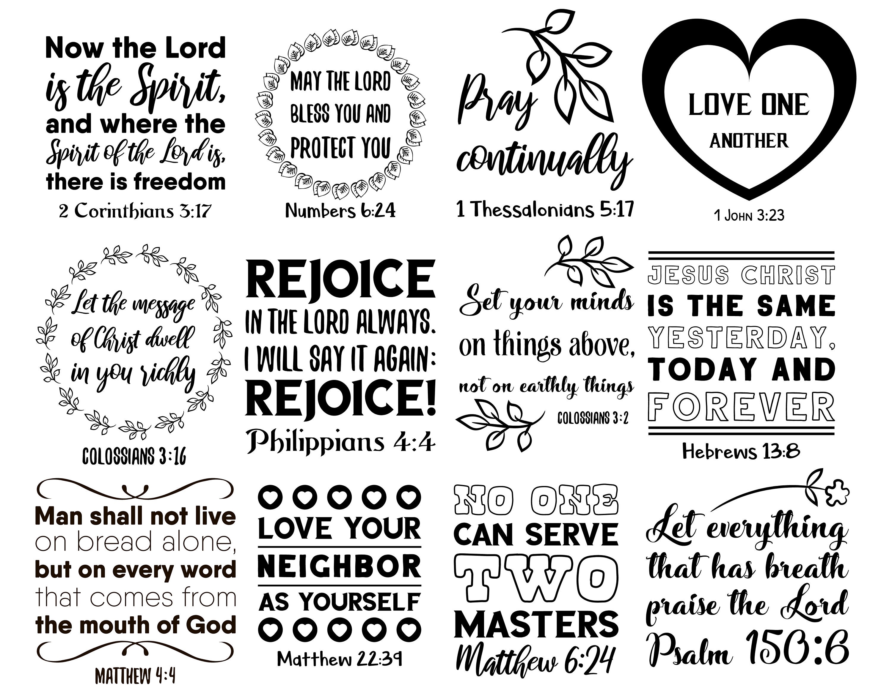 102 SVG Scripture Christian Sayings Bible Verses Quotes Set | Etsy