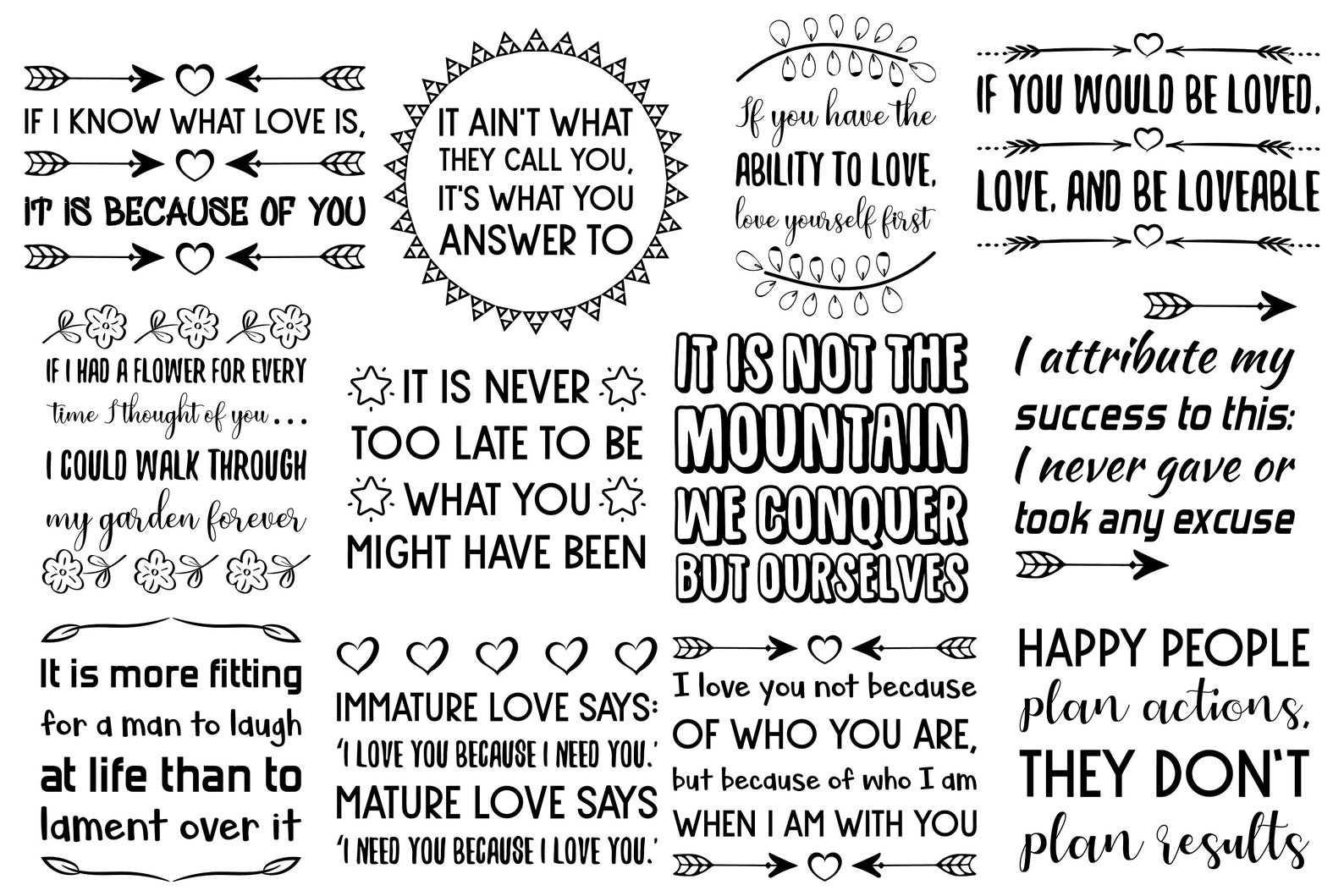 100 SVG Quotes Life & Success Inspirational Motivational, Popular ...