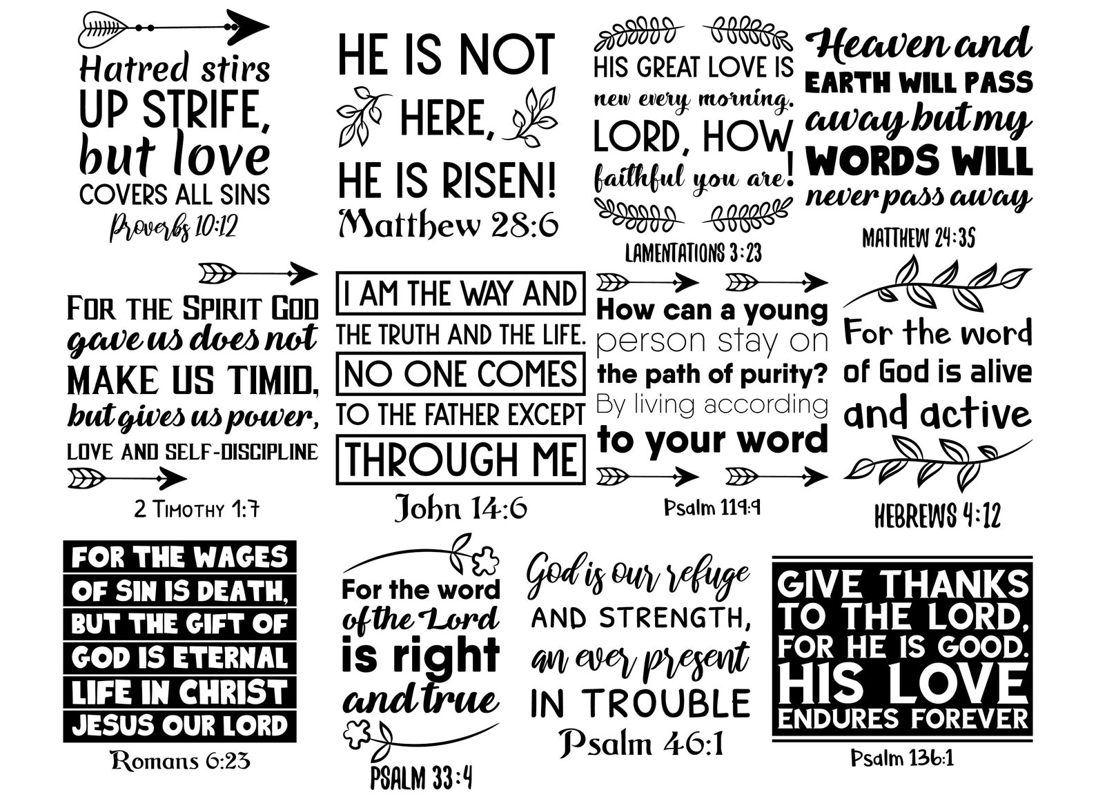 102 SVG Scripture Christian Sayings Bible Verses Quotes Set - Etsy