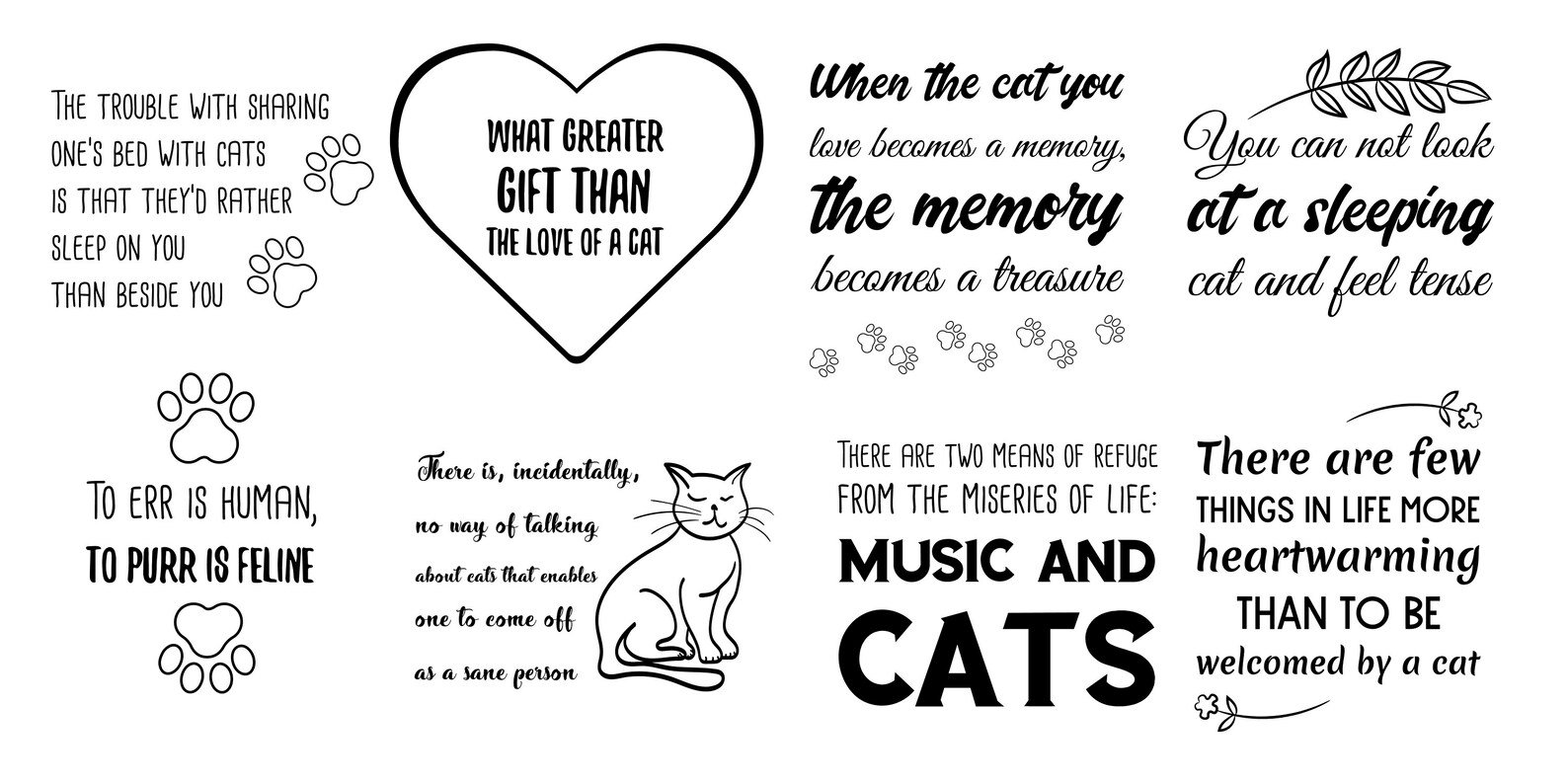 52 Cat Sayings SVG. Cats Quotes, Funny Pets Quotes Bundle. Cats and ...