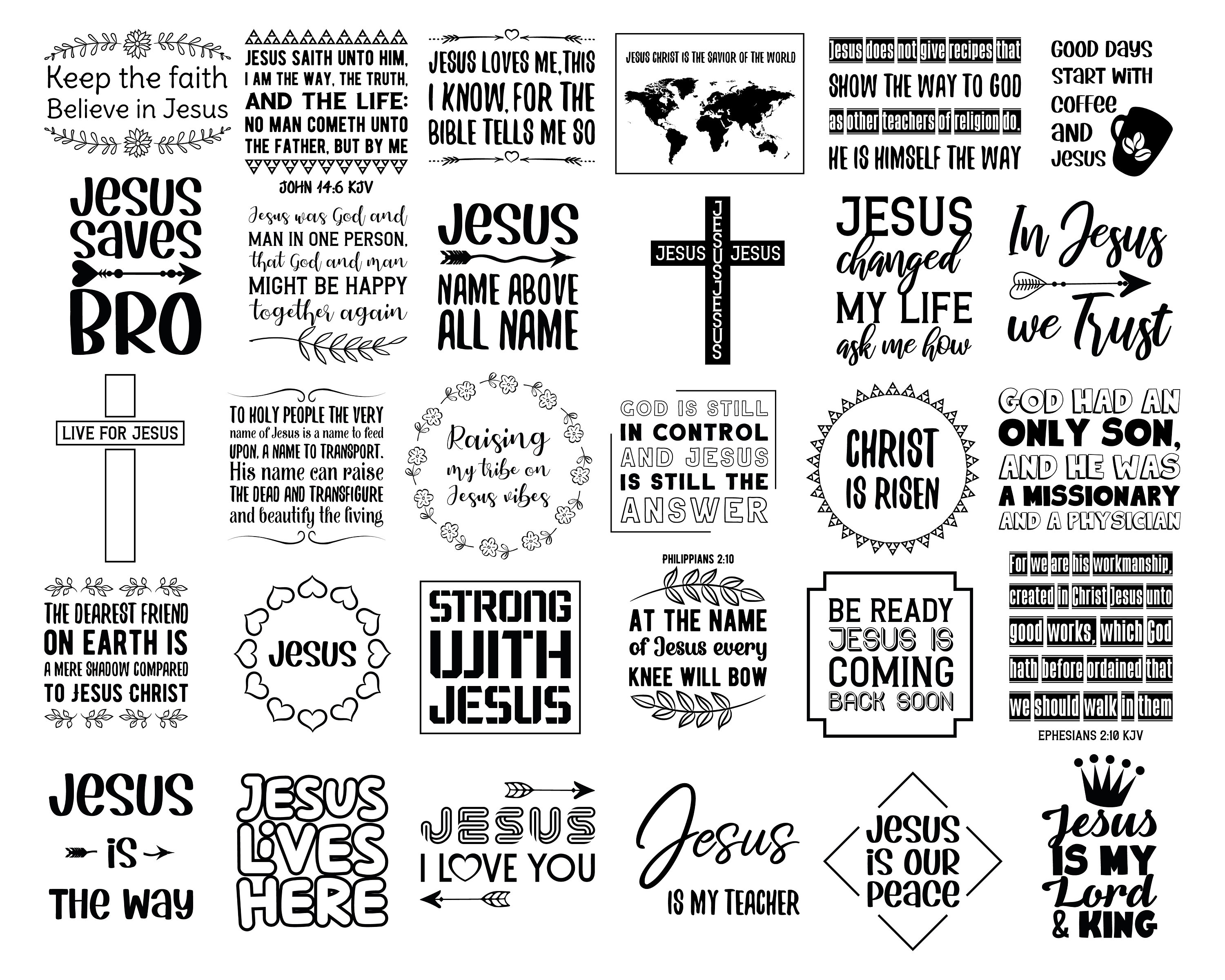 30 Jesus Christ SVG Quotes. Scripture Sayings and Bible Verses Bundle ...