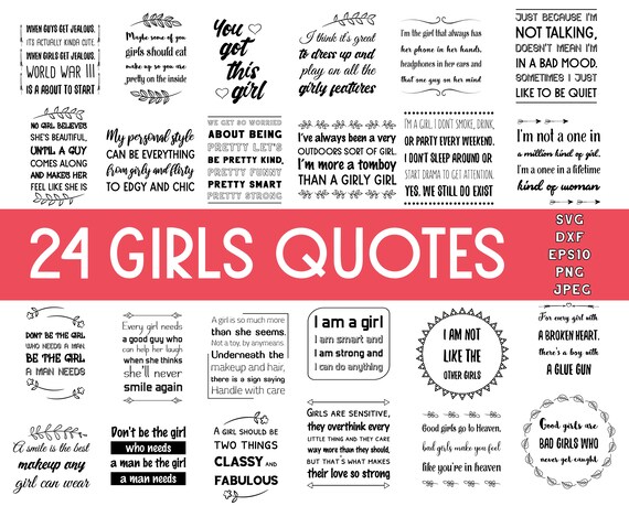 24 SVG Girls Quotes. Woman Lady Female Sayings Set Bundle - Etsy
