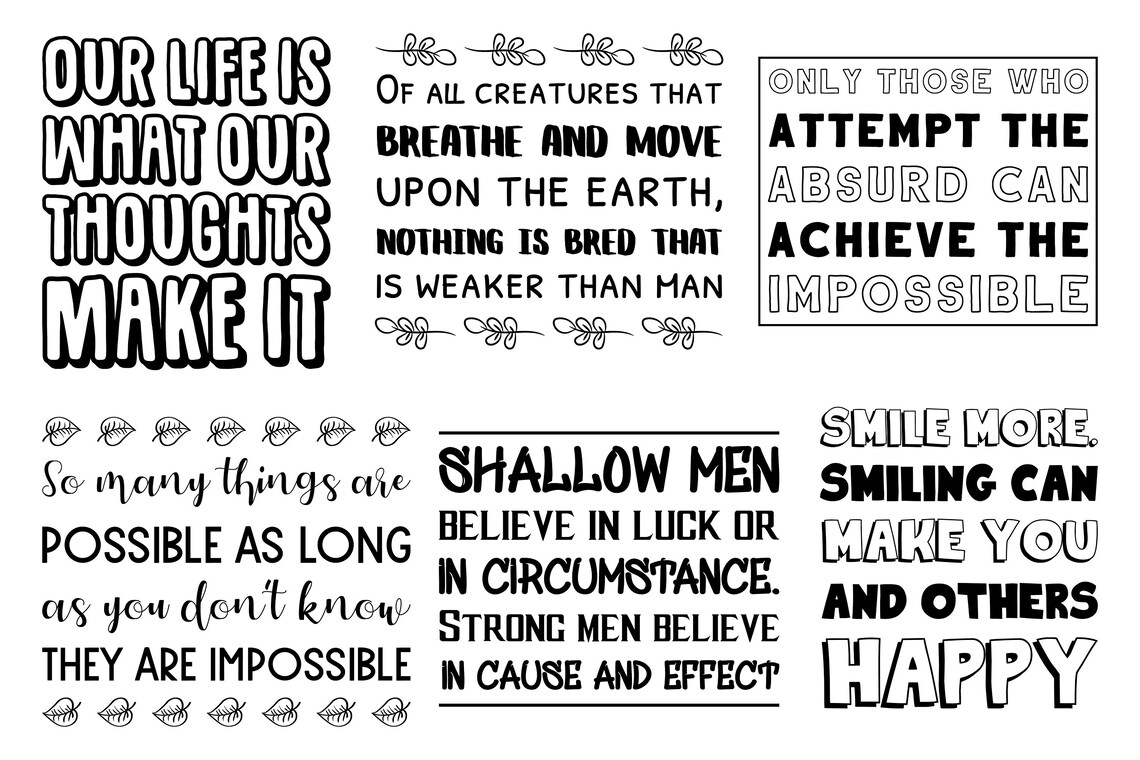 30 Motivational SVG Quotes & Sayings, Inspirational, Positive. Set ...