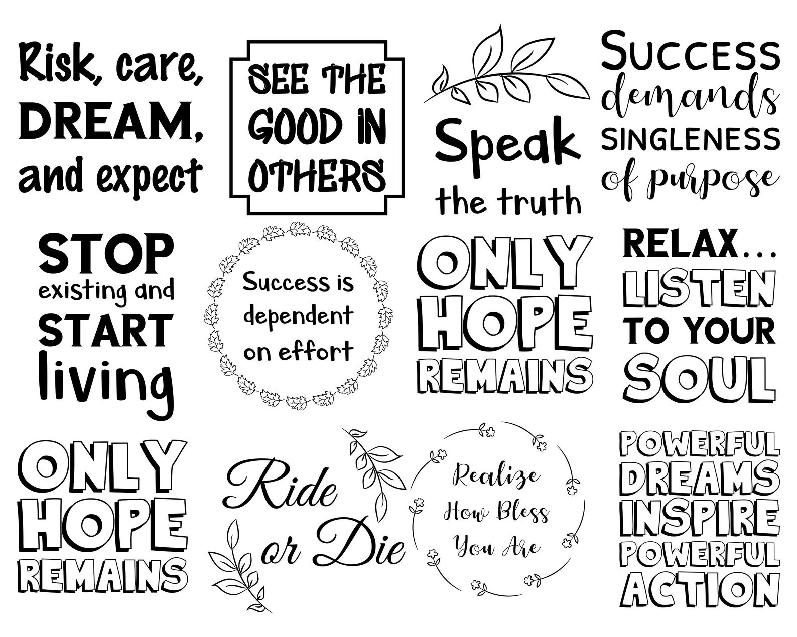 108 SVG Short Quotes Inspirational Motivational Empowering - Etsy