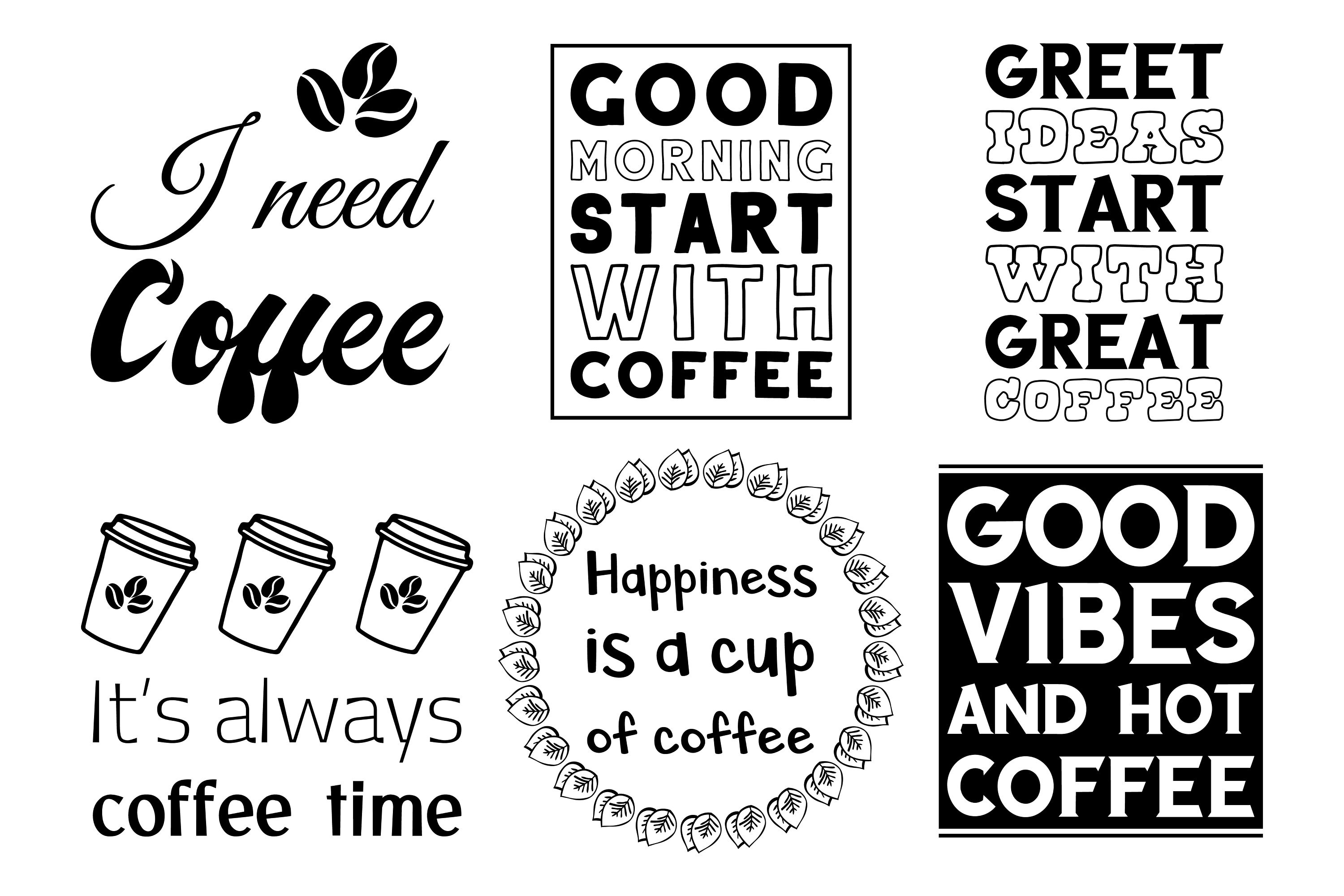 30 Coffee SVG Quotes, Love & Need Coffee Mug Funny Cafeine Sayings ...