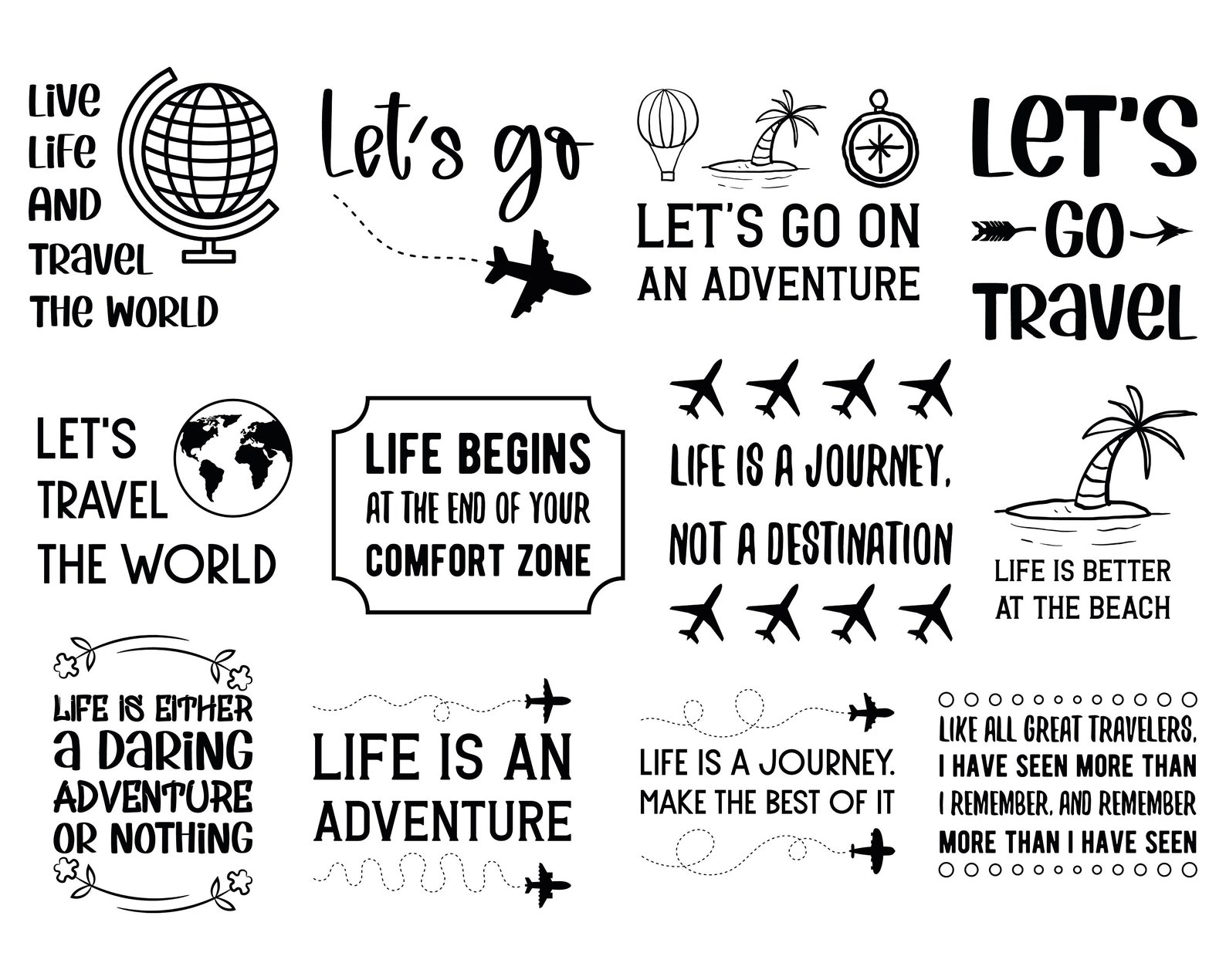 100 Travel SVG Quotes & Sayings. Adventure, Trip, Tourism. Set Bundle ...