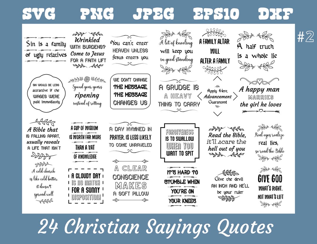 24 SVG Scripture Christian Sayings Bible Verses Quotes Set Bundle Jesus ...