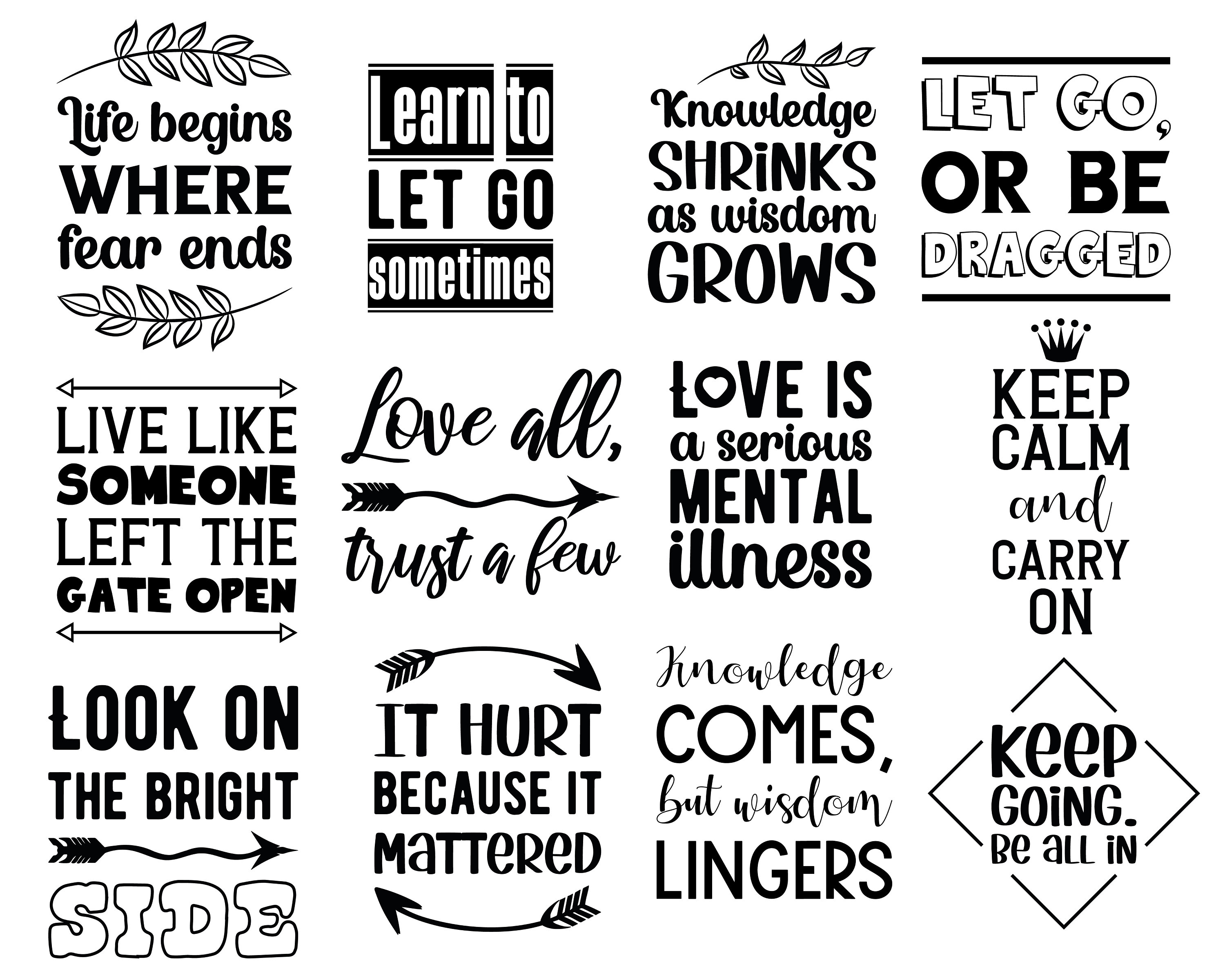 100 Short SVG Quotes Inspirational Motivational Empowering, Cute ...