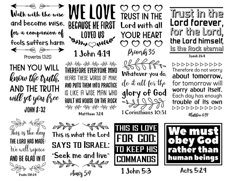 102 SVG Scripture Christian Sayings Bible Verses Quotes Set - Etsy