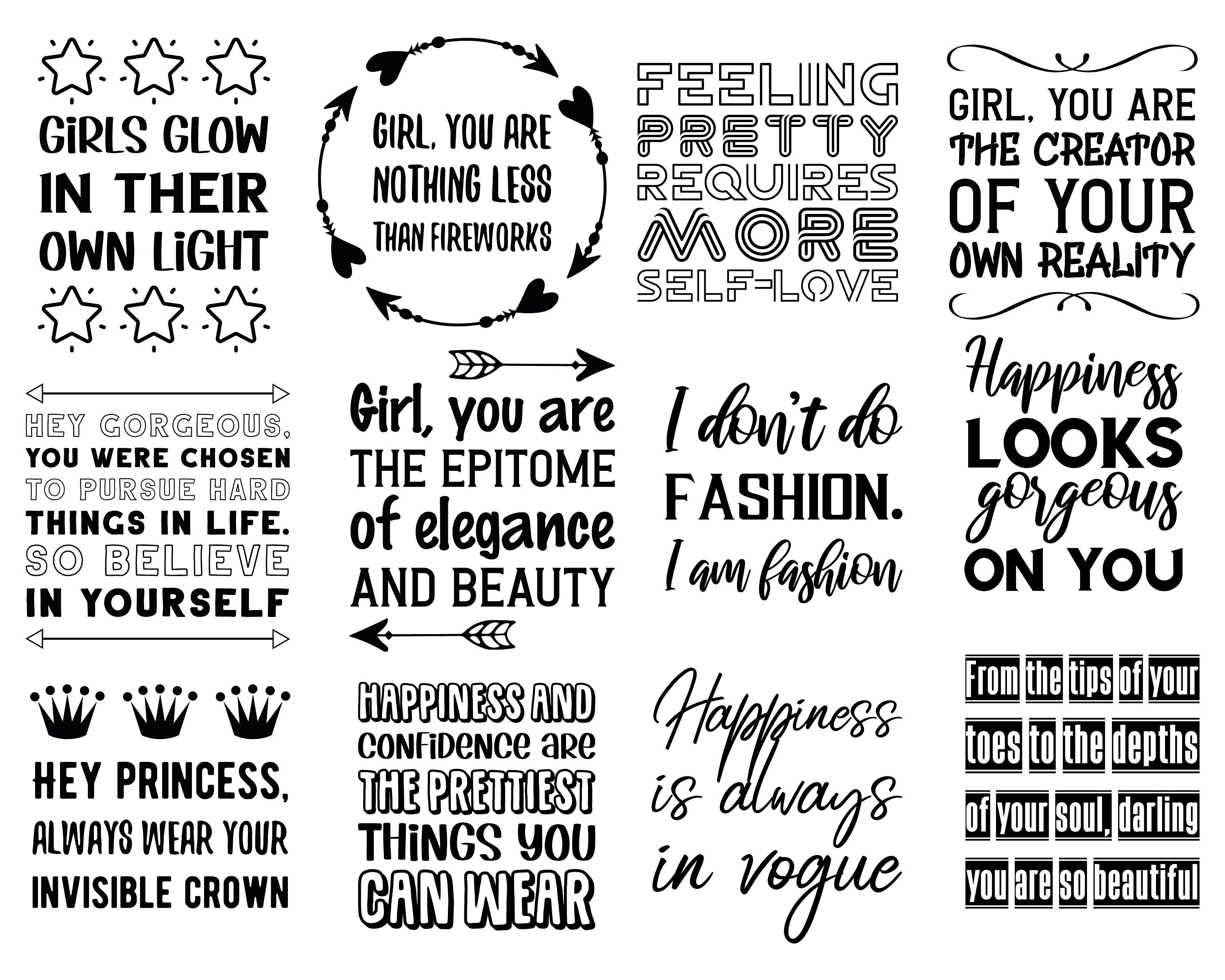 100 Pretty Girls SVG Quotes, Beauty Woman, Female, Queen. Girly Sayings ...