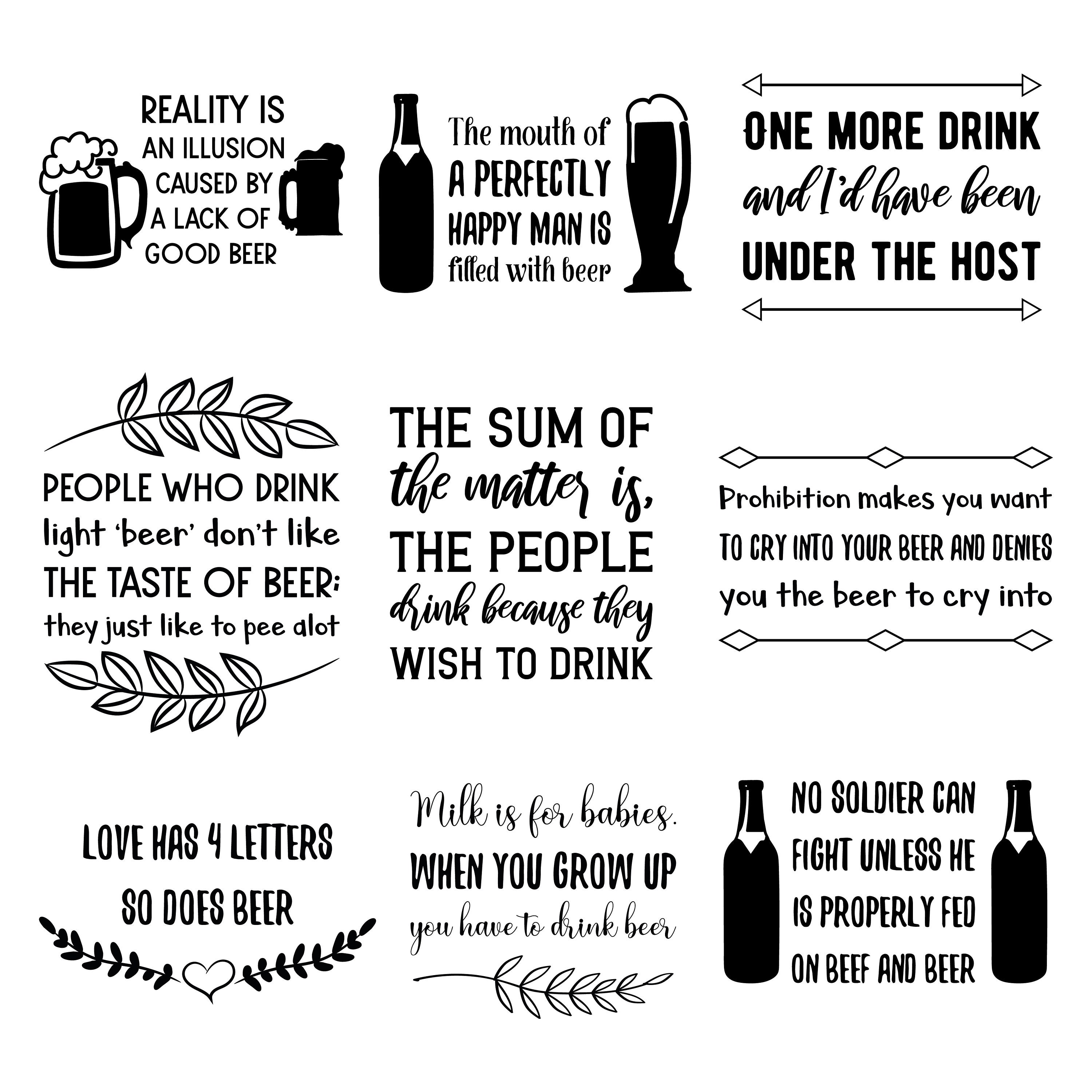 63 SVG Beer Quotes Bundle, Funny Alcohol Sayings. Beer Mug, Drinking ...