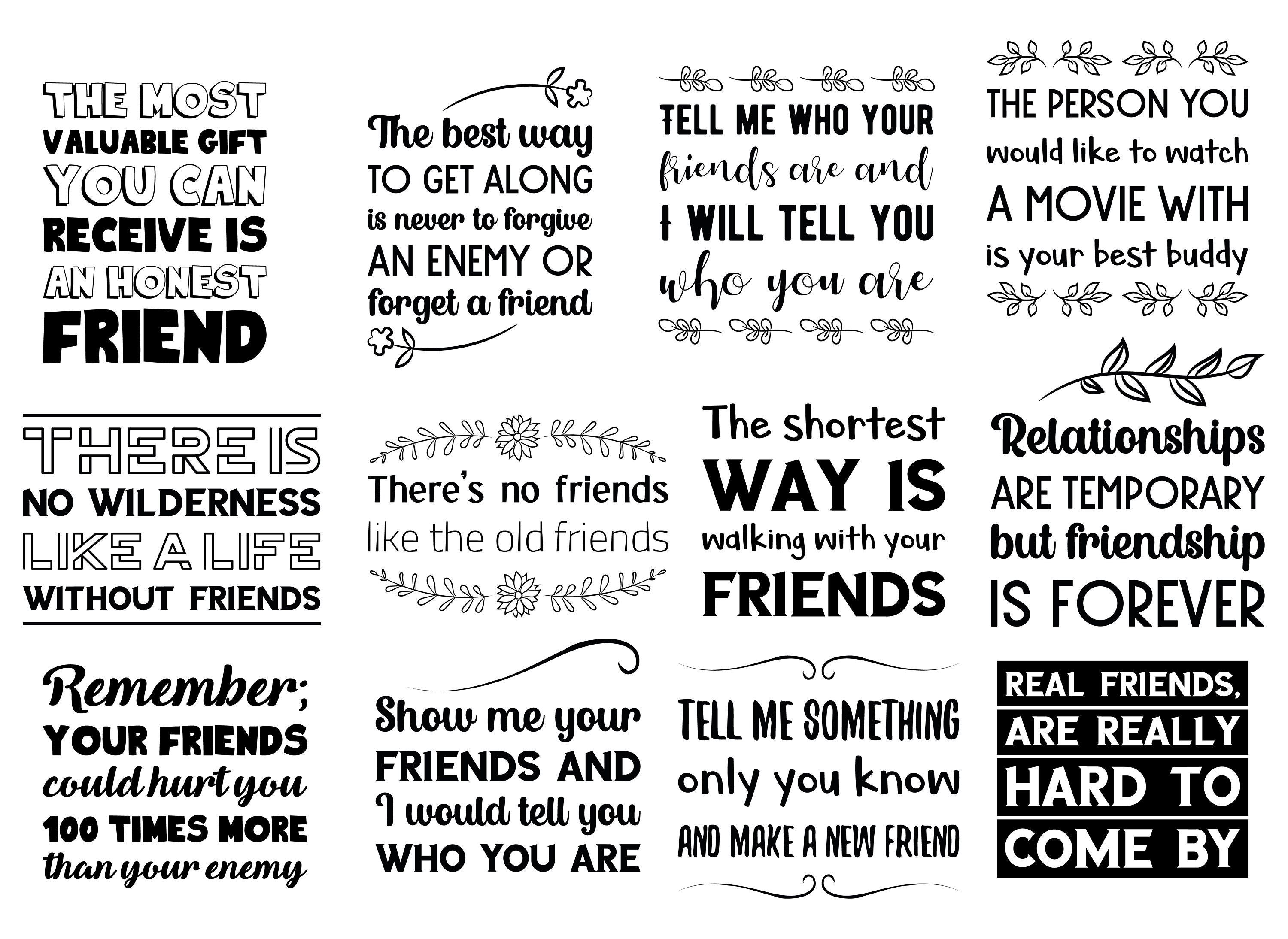 100 SVG Friendship Quotes. Friends Bundle, Best Friend Sayings. SVG ...