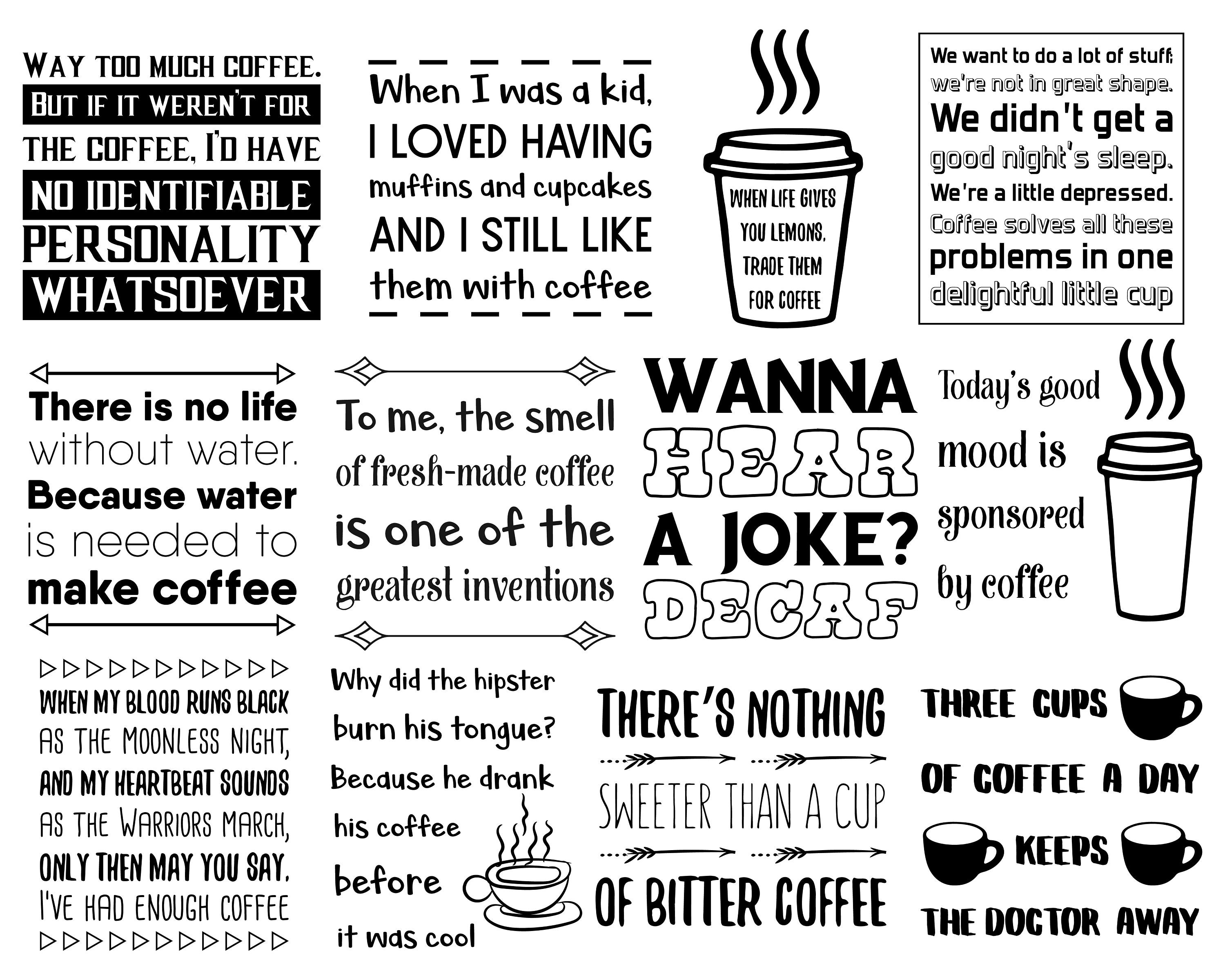 100 SVG Coffee Cup Sayings and Quotes. Coffee Mug. Love Caffeine, Funny ...