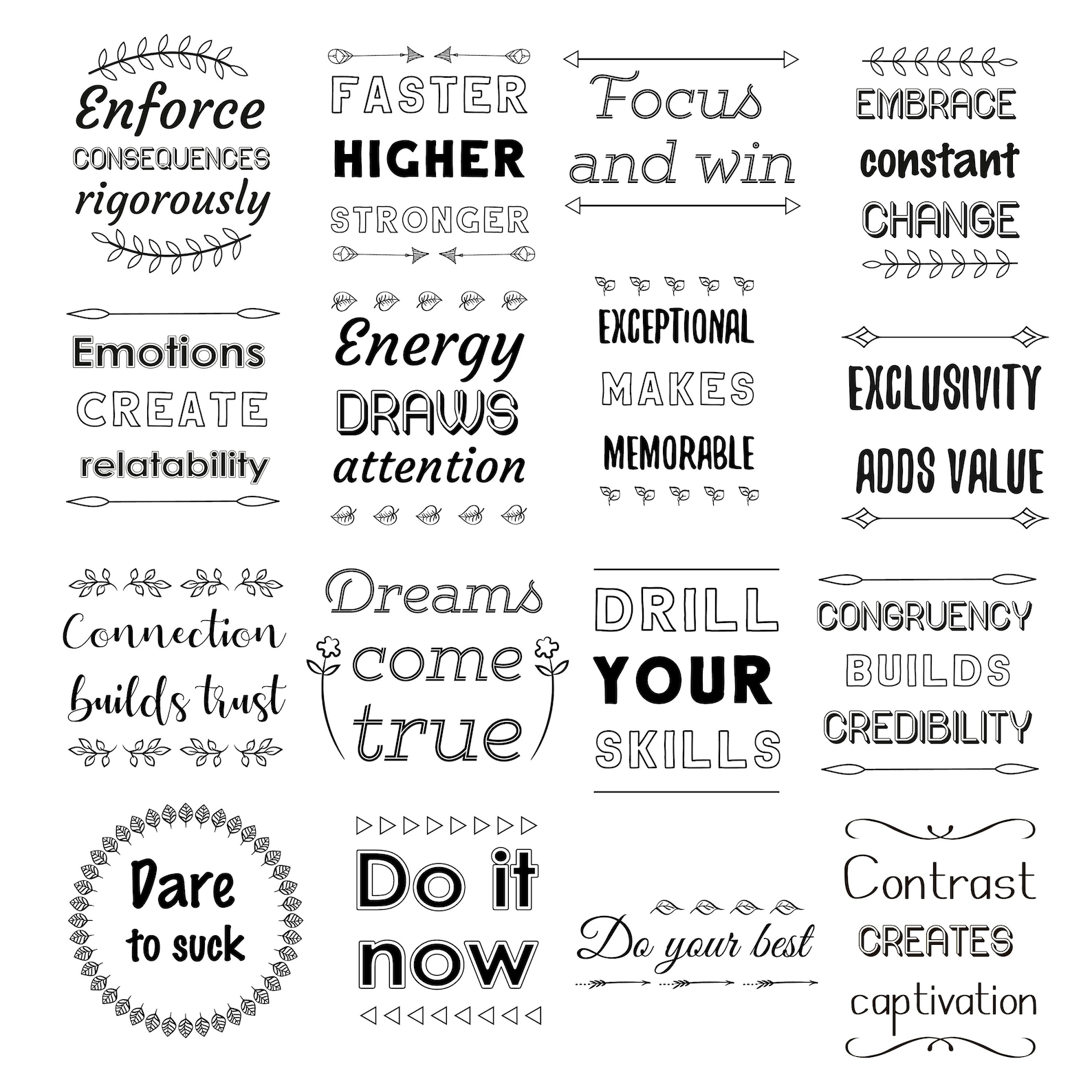 100 Short Motivational Inspirational SVG Quotes Sayings Set Bundle ...
