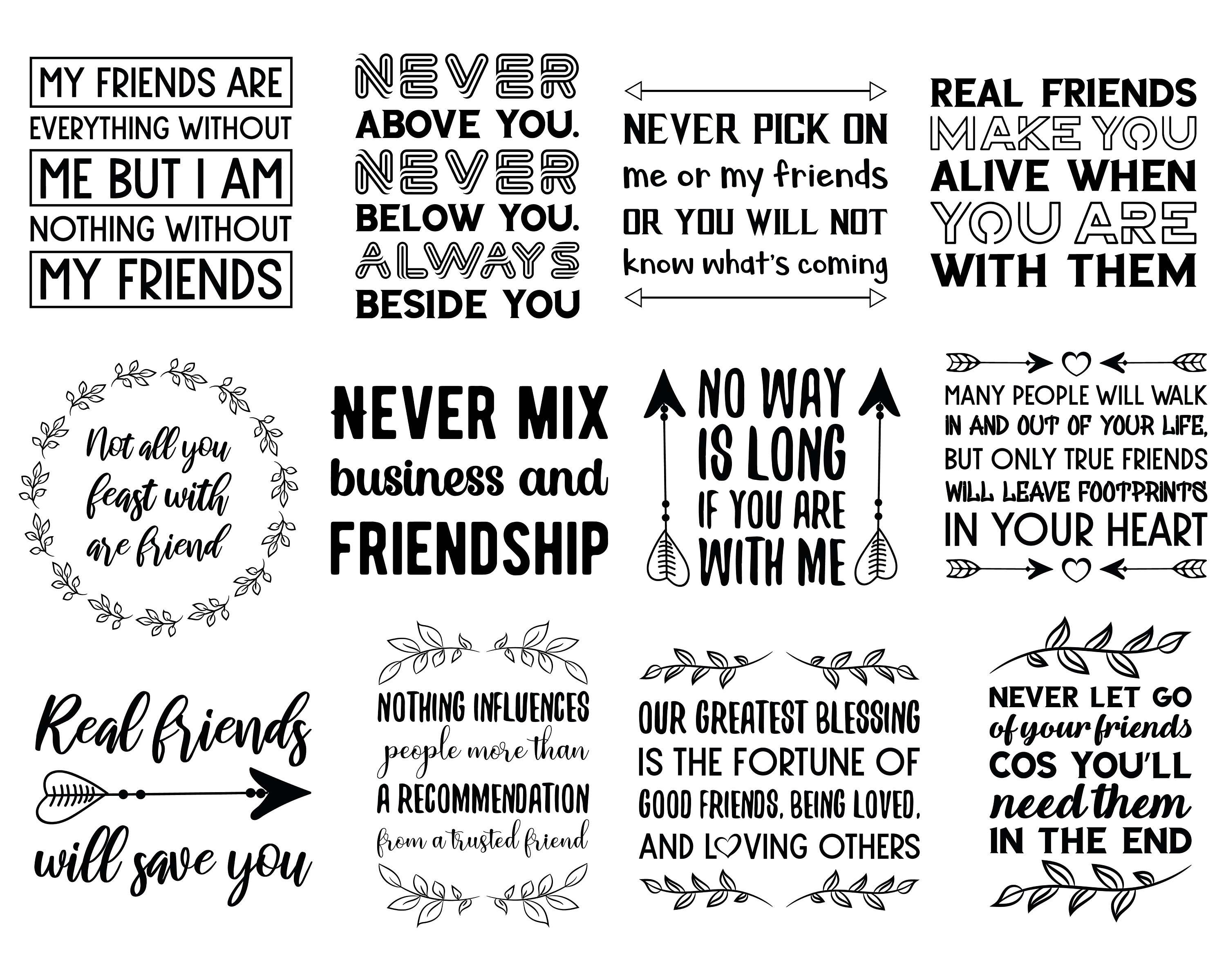 100 SVG Friendship Quotes. Friends Bundle, Best Friend Sayings. SVG ...
