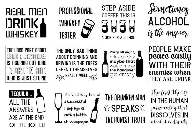100 Funny Alcohol SVG Quotes. Drink Beer, Wine, Vodka & Drinking ...