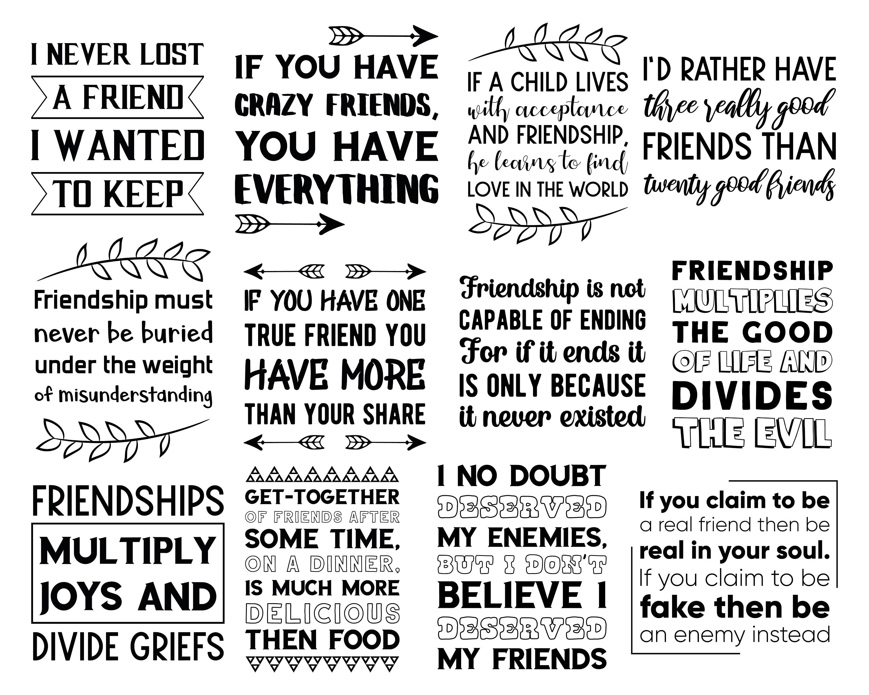 100 SVG Friendship Quotes. Friends Bundle, Best Friend Sayings. SVG ...