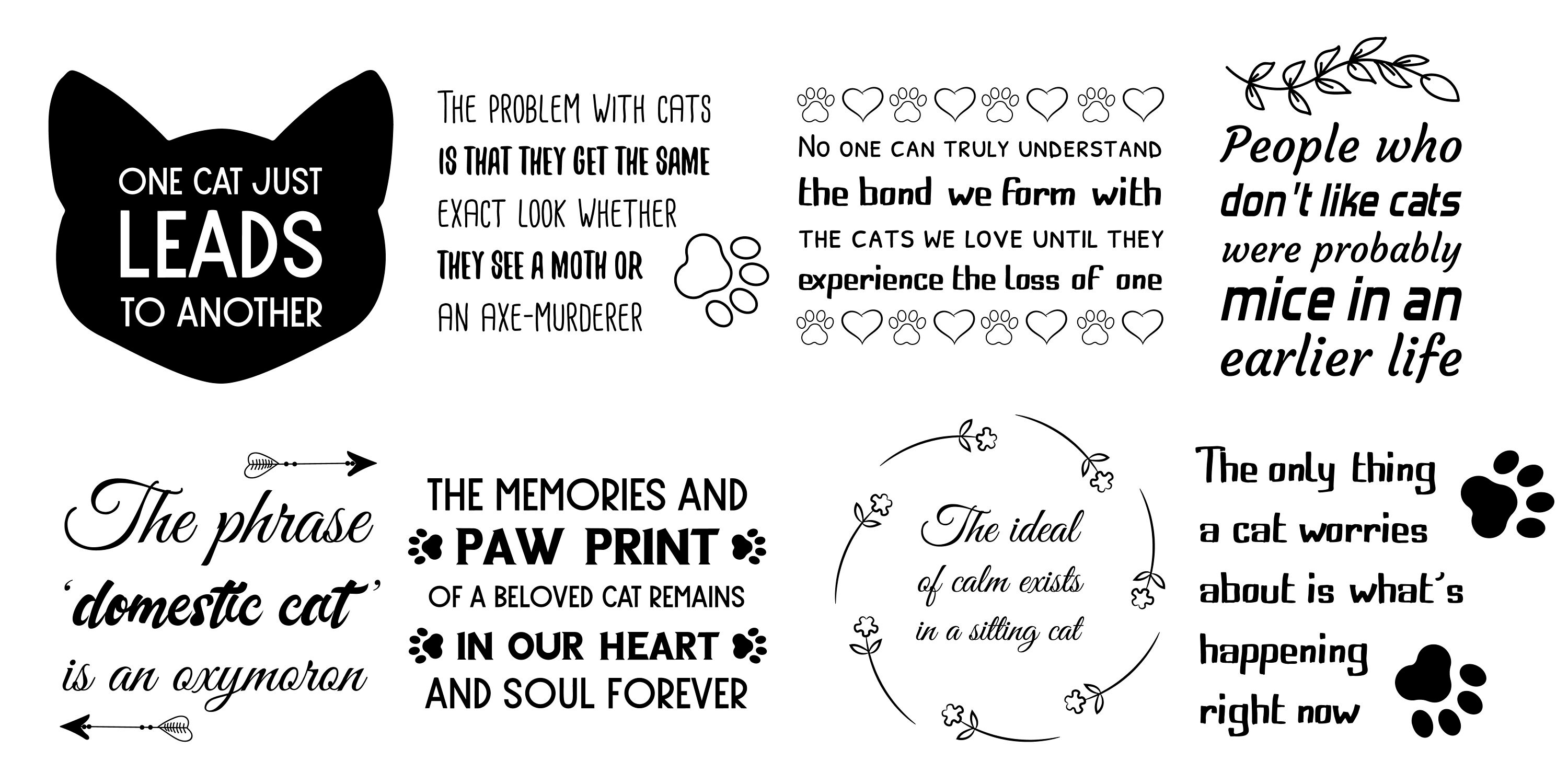 52 Cat Sayings SVG. Cats Quotes, Funny Pets Quotes Bundle. Cats and ...