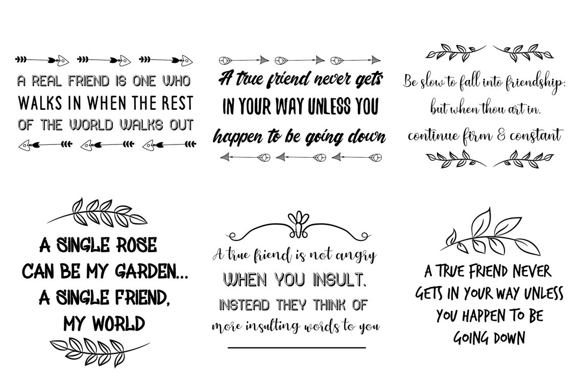 50 Friendship Friends and Relationship SVG Quotes Sayings Set Bundle ...