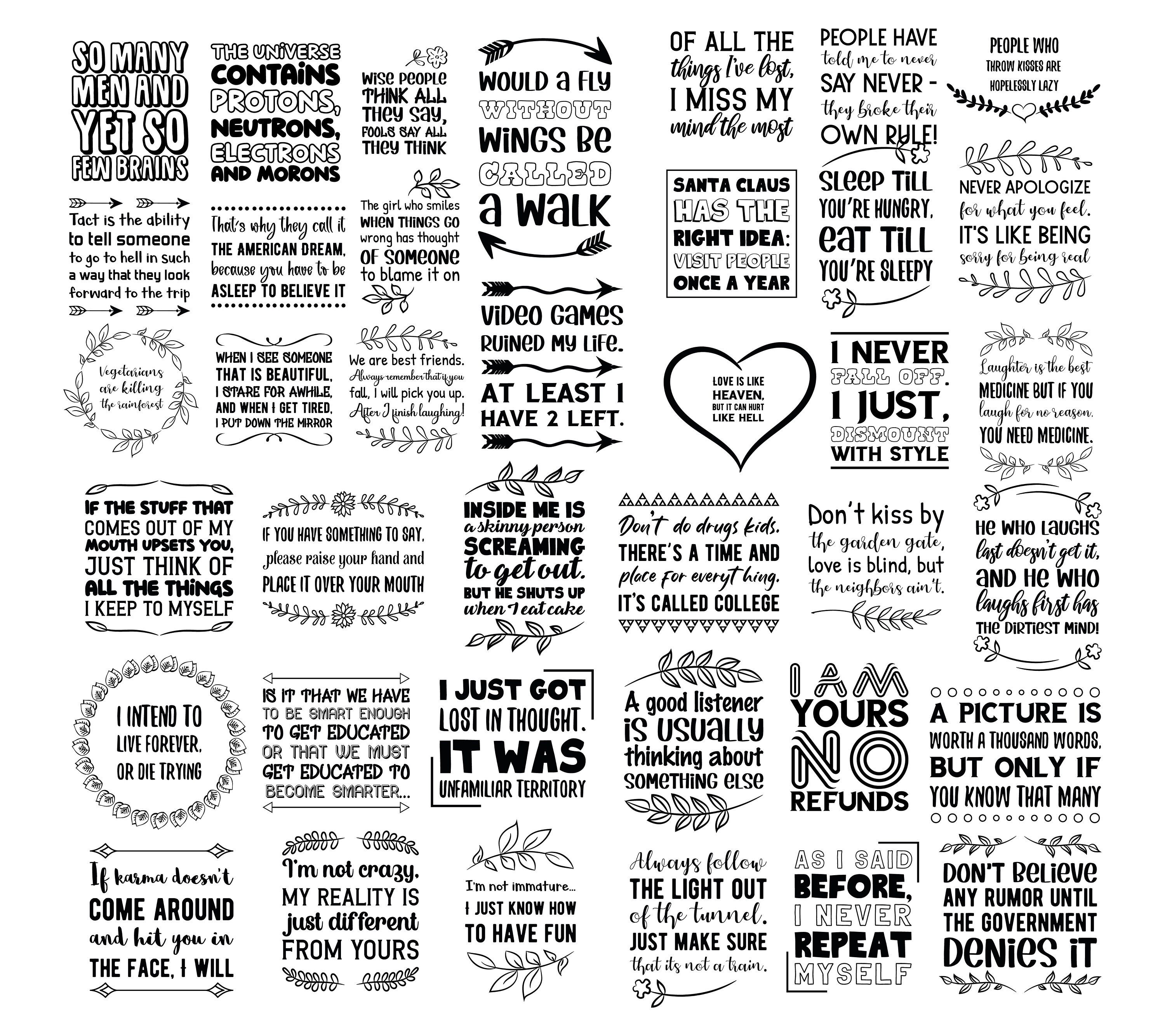 38 Funny and Sarcastic Svg Quotes Bundle. Hilarious Jokes. | Etsy