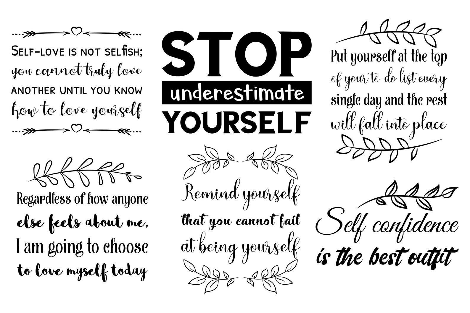 50 SVG Quotes Self-love Inspirational Motivational & - Etsy