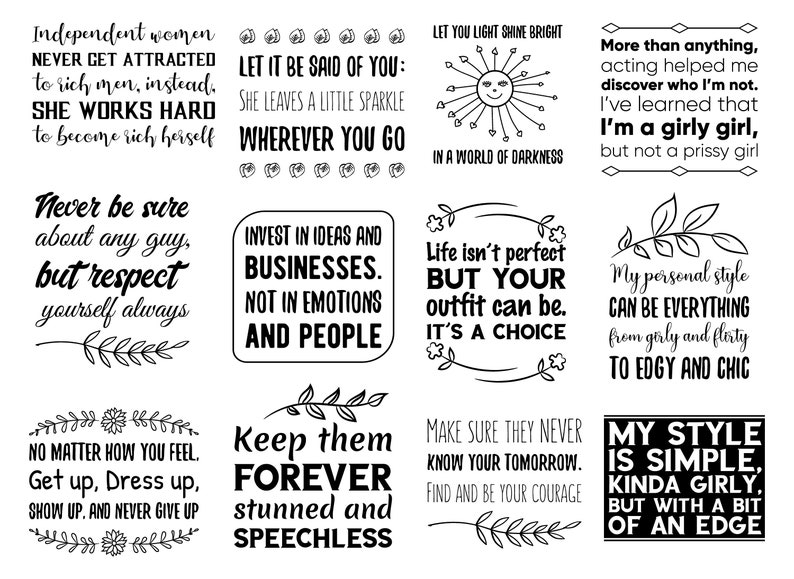 100 SVG Cute Girly Quotes, Woman, Female, Lady, Girls Funny Sayings Set ...